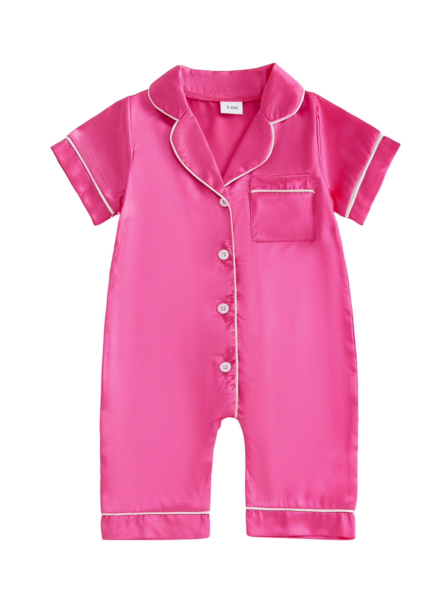 Cenuakty Baby0-24M Jumpsuit Casual Short Sleeve Lapel Collar Contrast ...