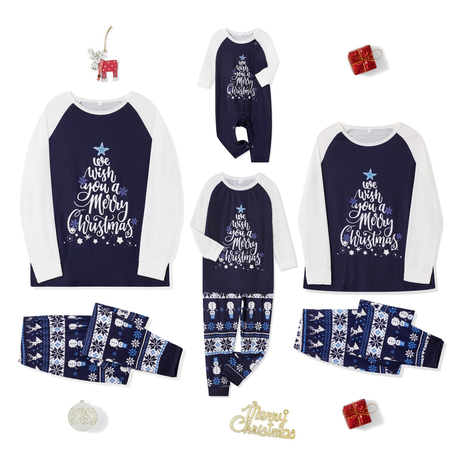 Cenuakty Christmas Pajamas for Family Long Sleeve Tree Set Holiday ...