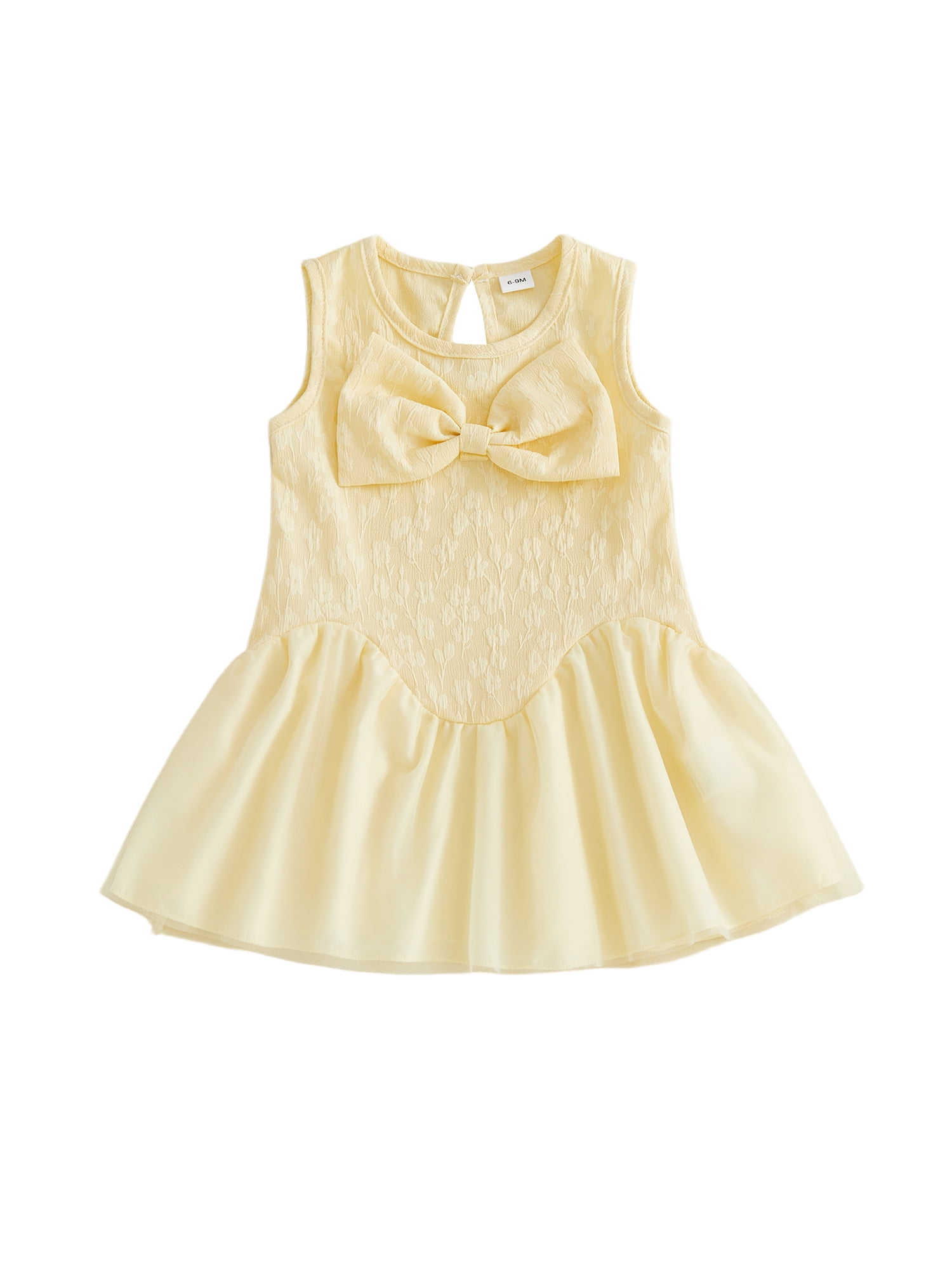 Cenuakty Girls Tank Dress, Sleeveless Crew Neck Bowknot A-line Dress ...