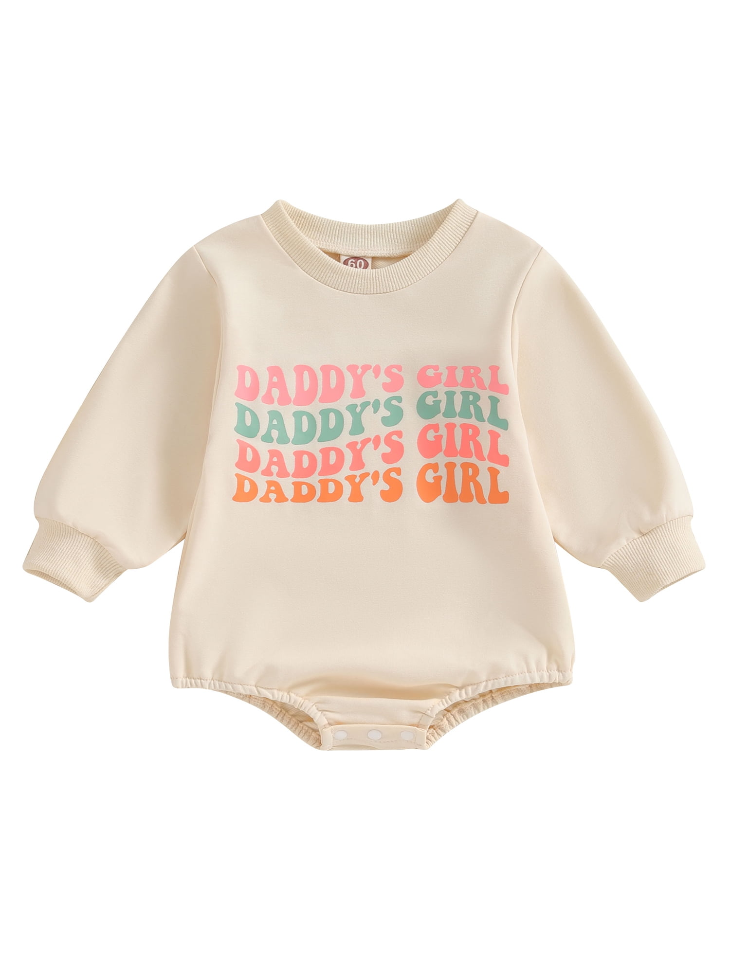 Cenuakty Infant Baby Girl Fall Sweatshirt Jumpsuit Letter Print Round Neck Long Sleeve Romper ...