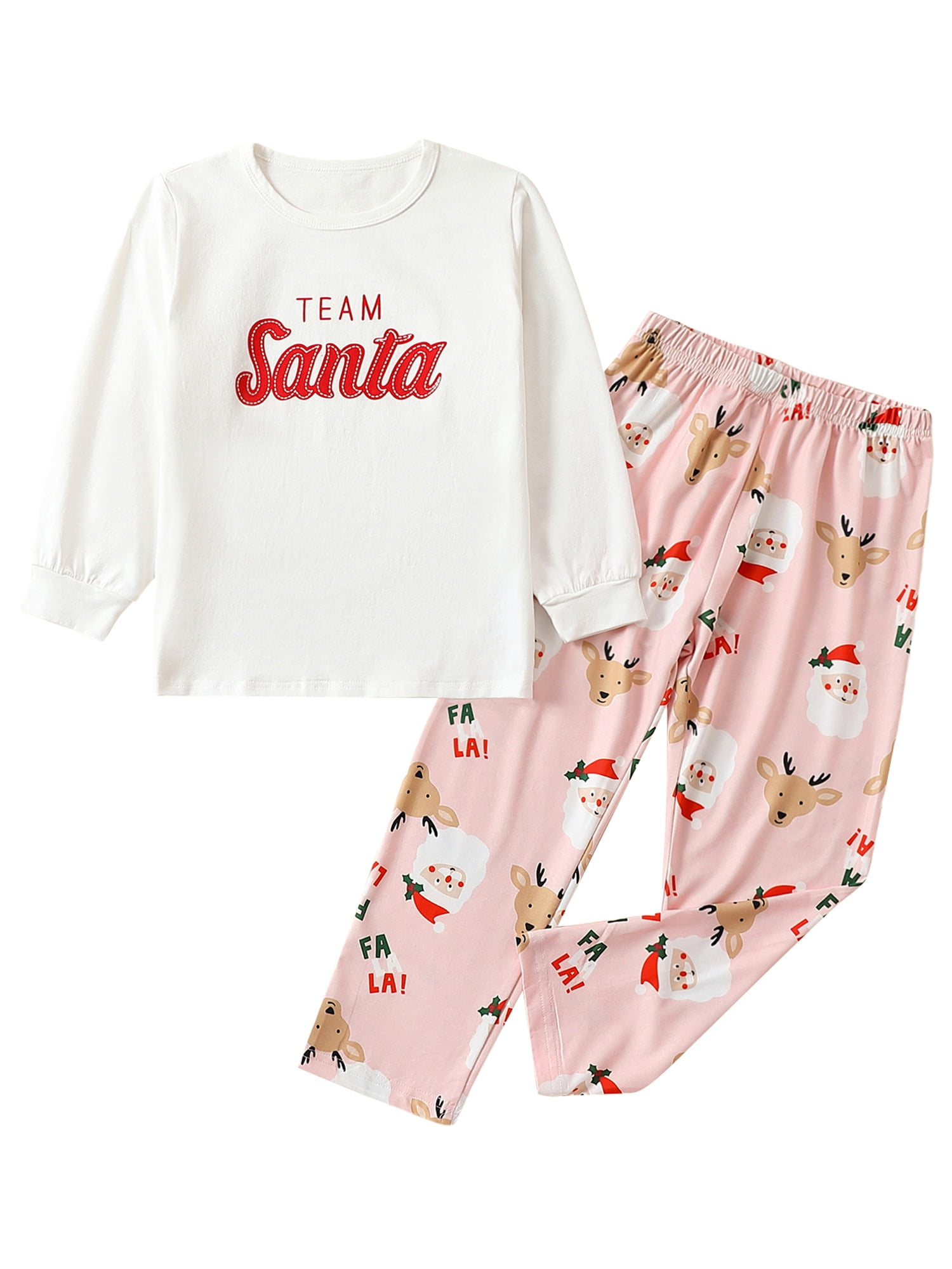 Cenuakty Kids Girl Christmas Pajamas Set, Letter Print Long Sleeve ...