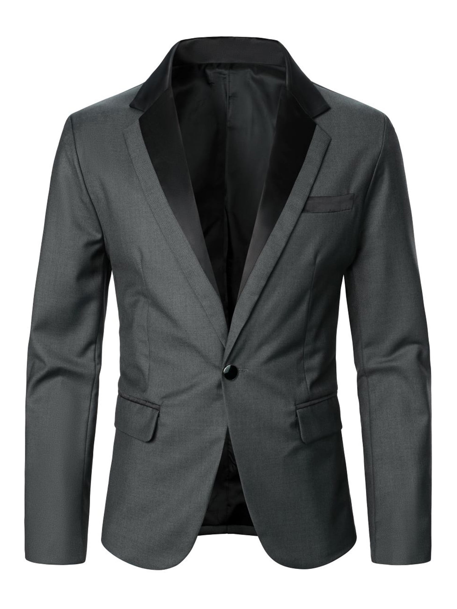 Cenuakty Men Long Sleeve Button Business Dress Jacket Blazers Contrast ...