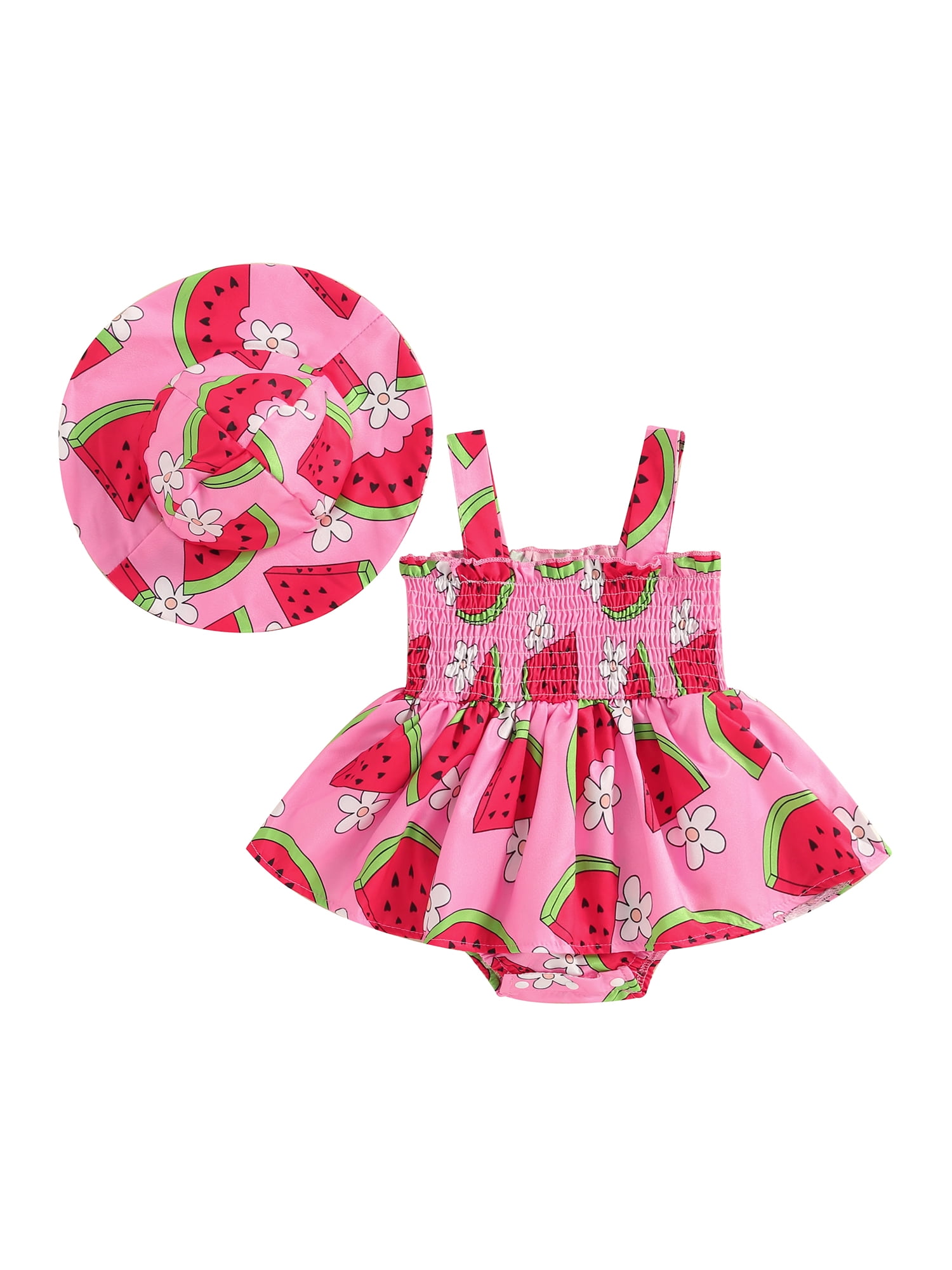 Cenuakty Newborn Girl Outfit, Watermelon Print Sleeveless Romper Dress ...