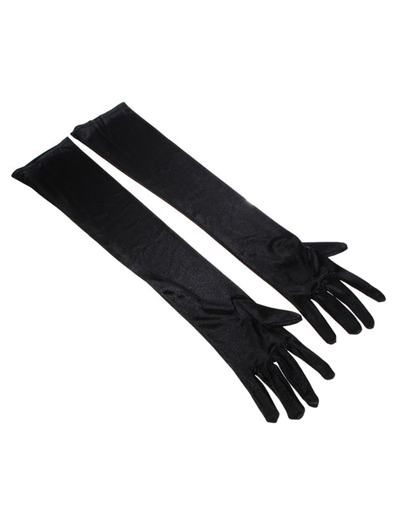 Cenuakty Satin Women Gloves, Long Solid Color Elbow Length Fancy Dress ...