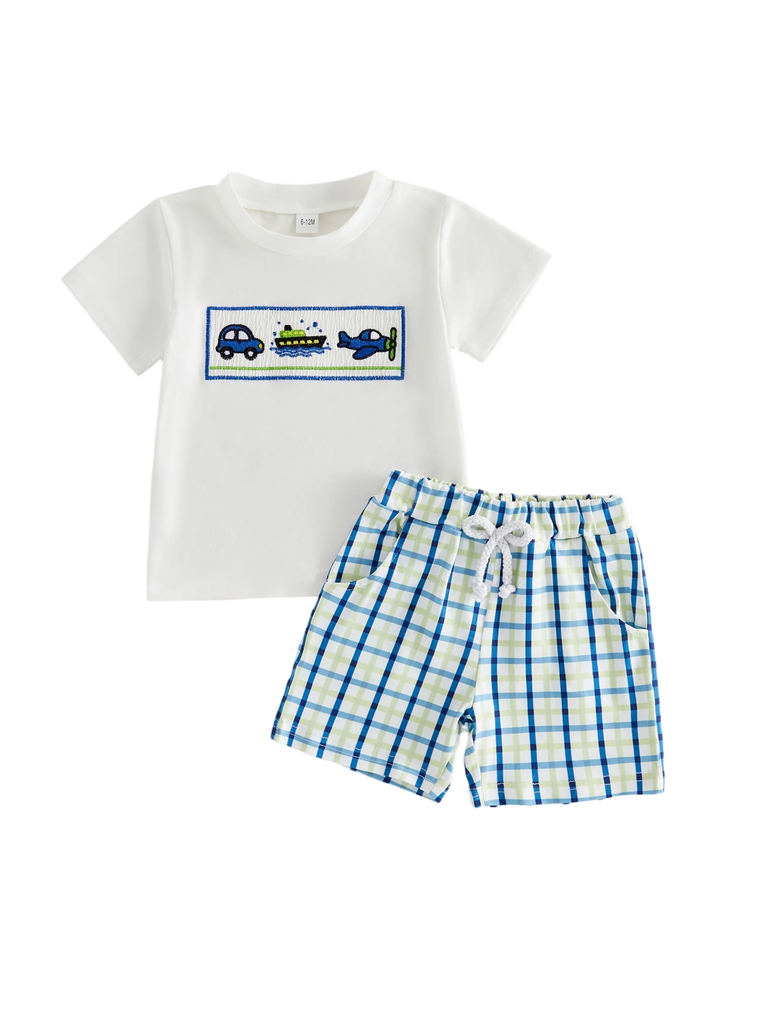 Cenuakty Toddler Baby Boy Shorts Set Embroidered Short Sleeve T-shirts ...