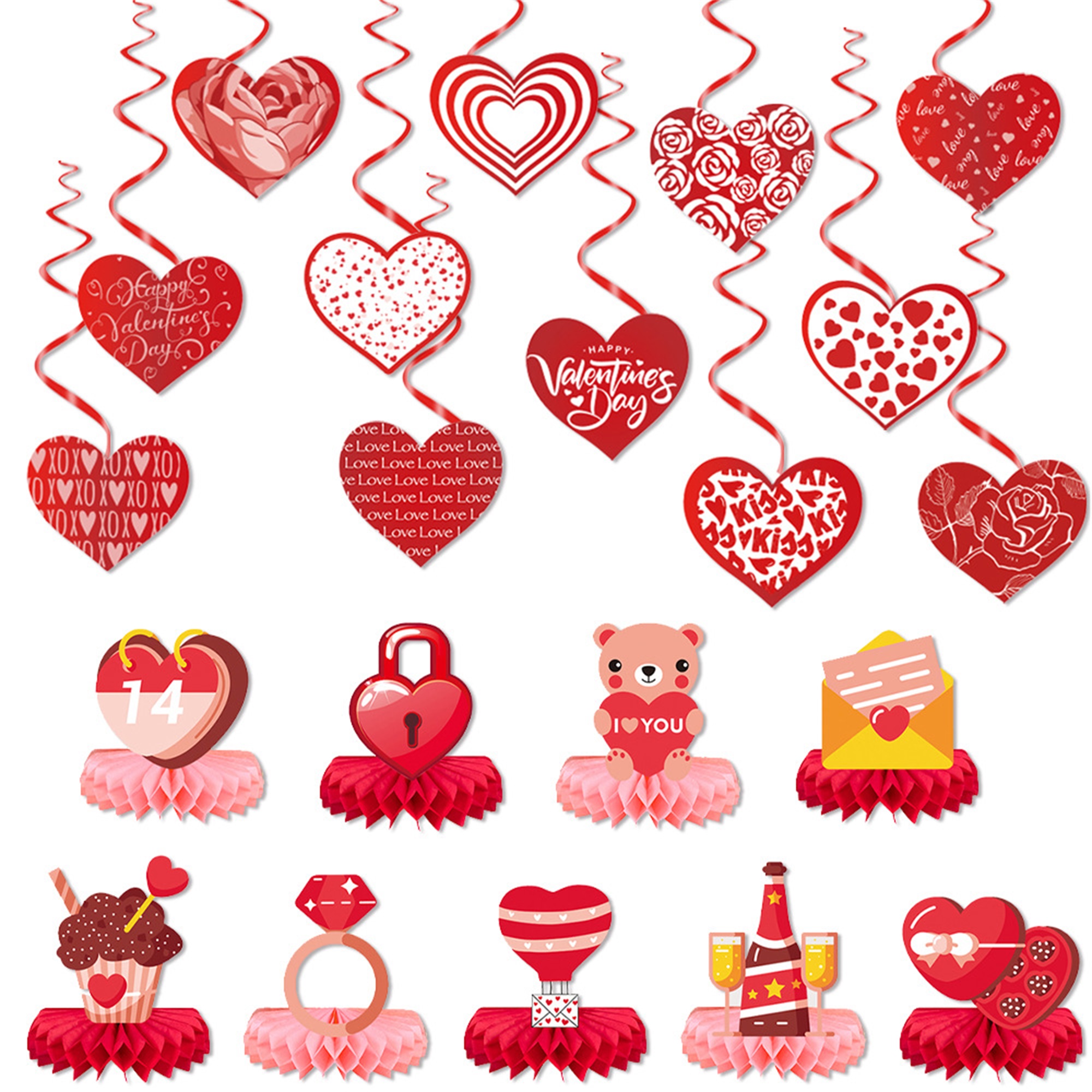 Cenuakty Valentine's Day Cubic Structure Centerpieces, Heart Hanging ...