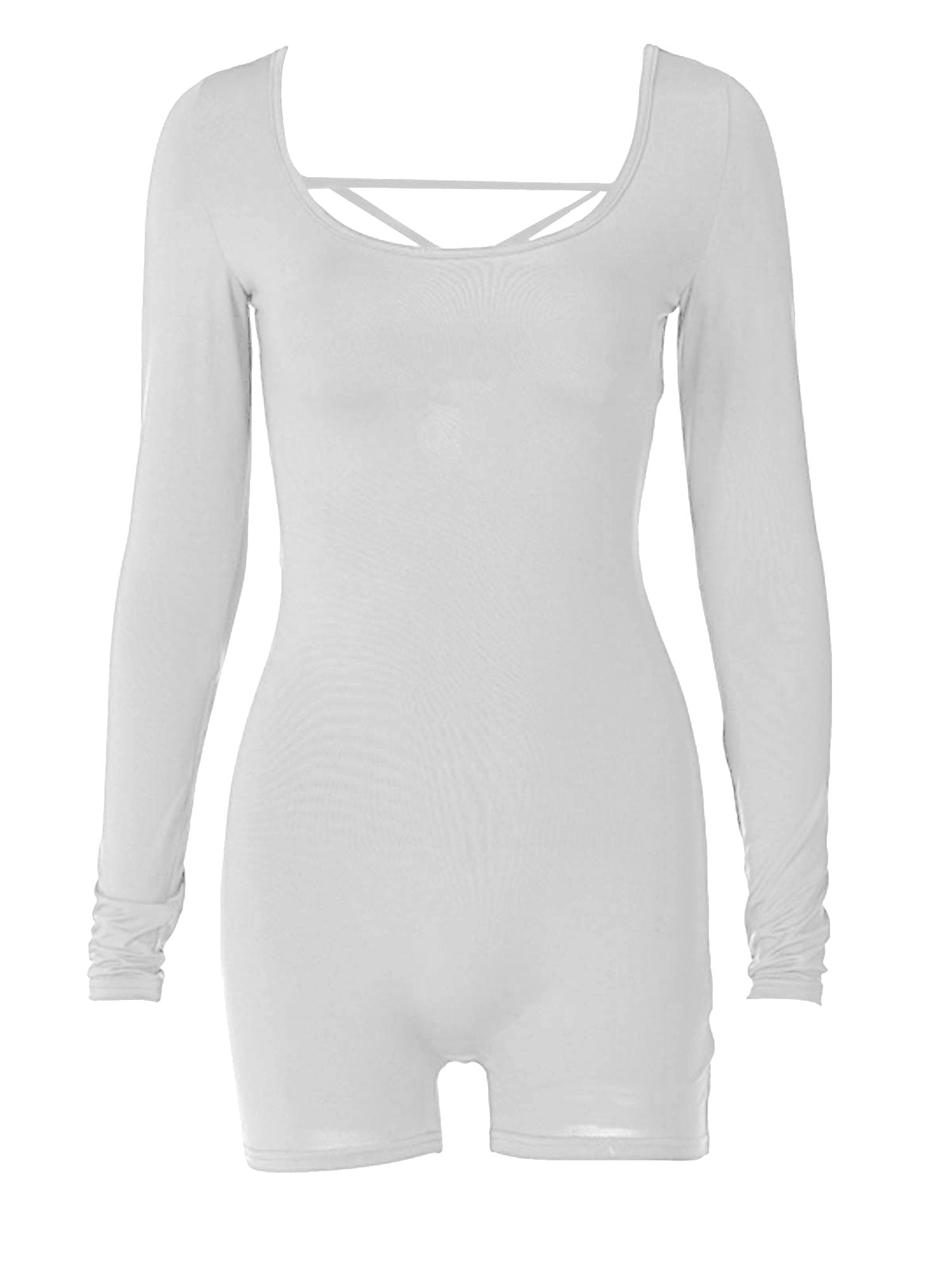 Cenuakty Women's Summer Bodycon Rompers Long Sleeve Cross Backless ...