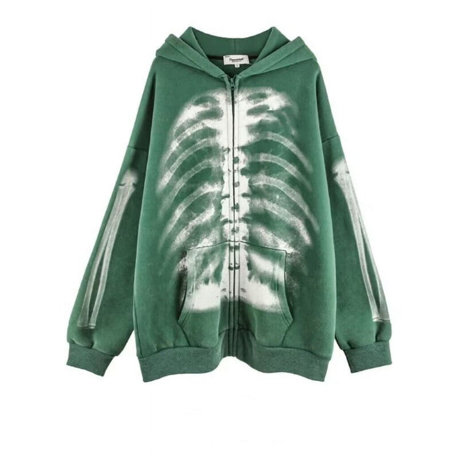 Cenuakty Women's Vintage Zip Up Hoodies Long Sleeve Skeleton Print ...