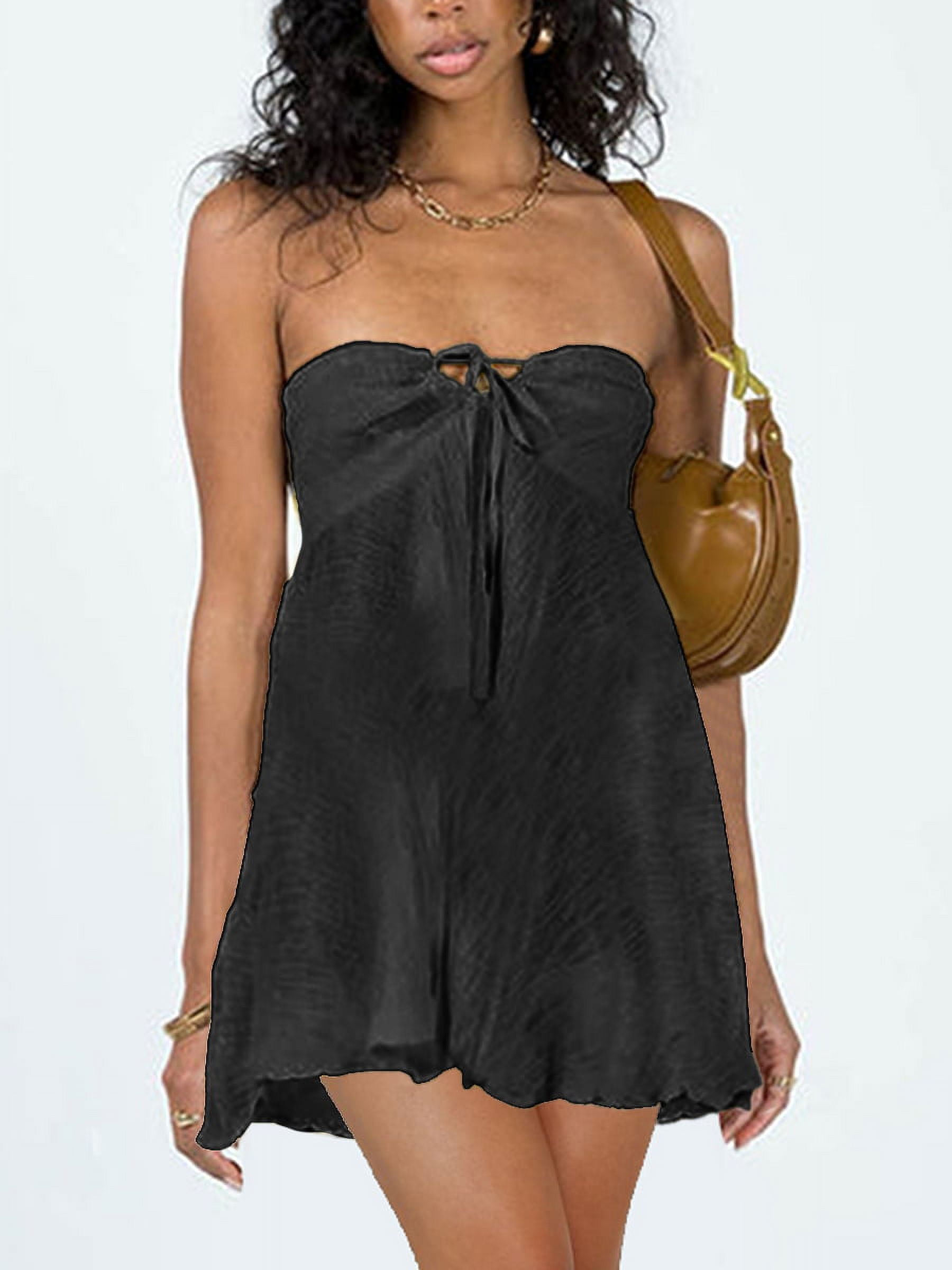 Cenuakty Womenacute;s Tube Top Dress Summer Strapless Sleeveless Tie-up ...