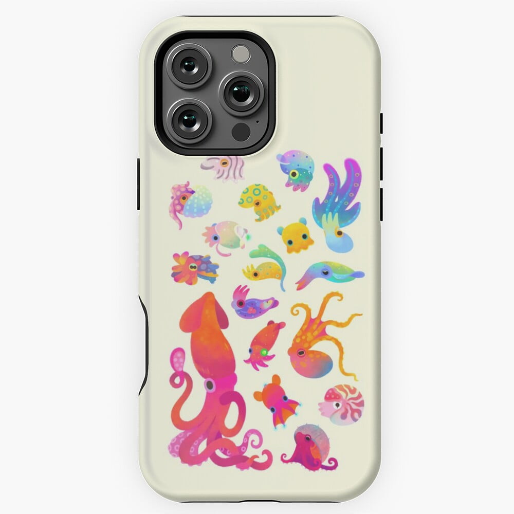 Cephalopod Pastel Ocean Creature Abstract Art Phone Case with iPhone 17 ...