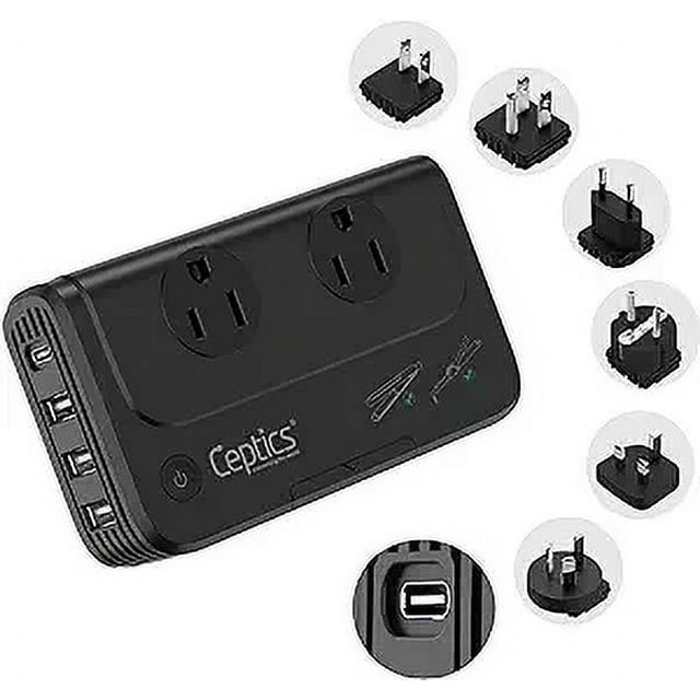 Ceptics - 6 in 1 Travel Adapter and Voltage Converter, 220V to 110V ...