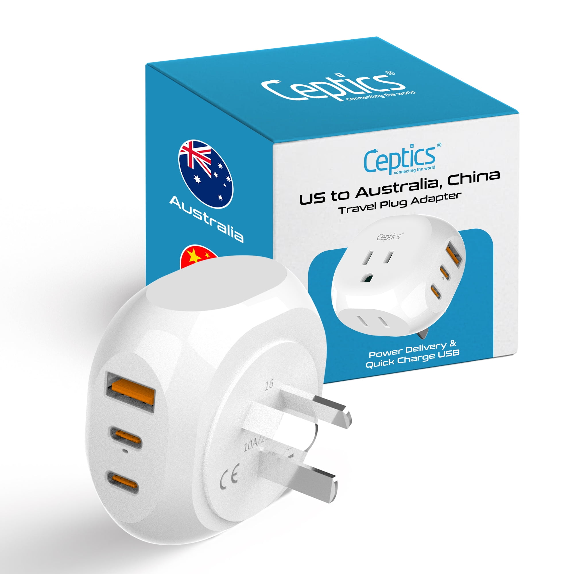 Ceptics Australia, China Travel Adapter - 5 Input with 20W PD-QC 3.1A ...