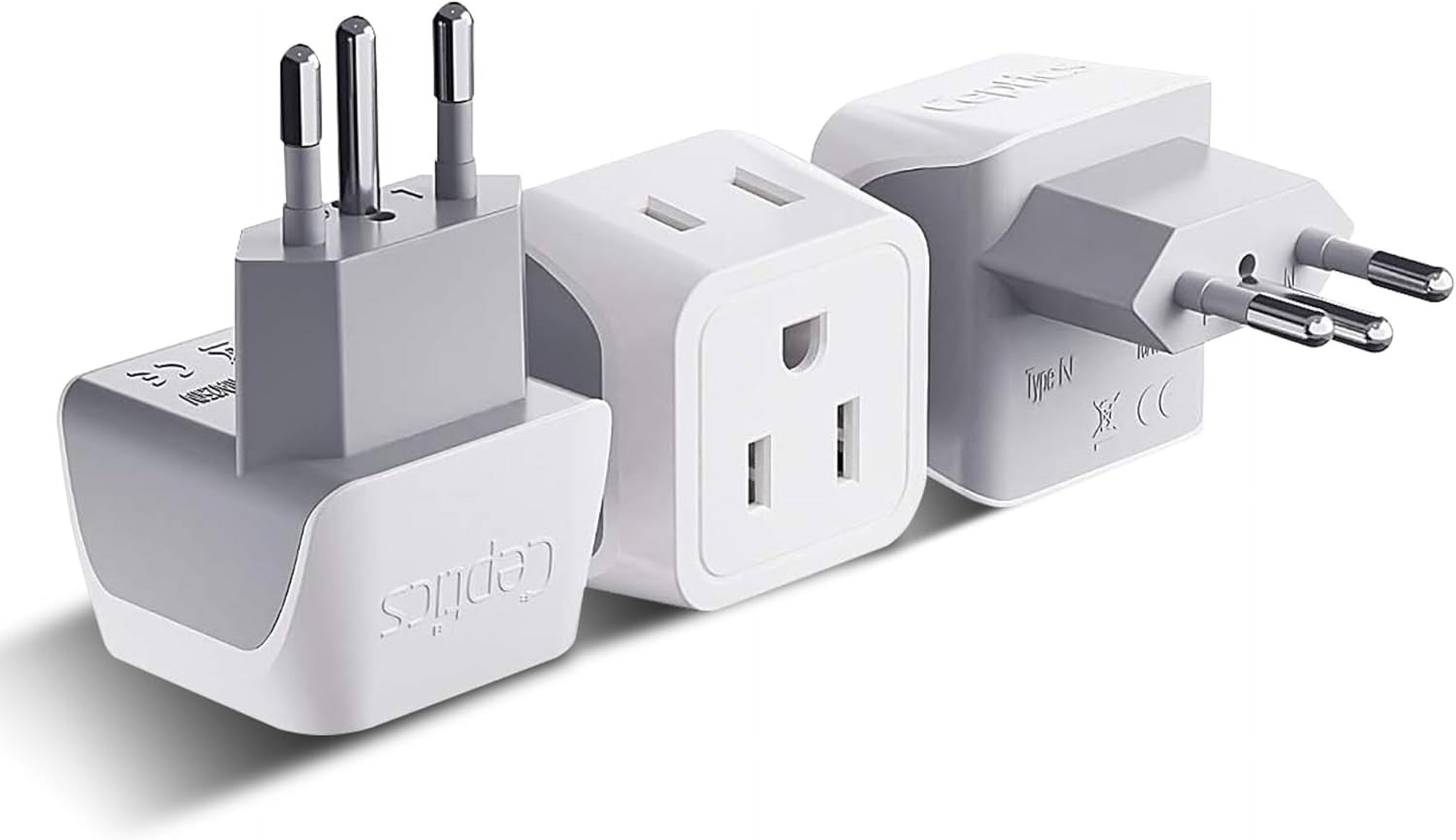 Ceptics Brazil Travel Adapter Plug with Dual Usa Input - Type N (3 Pack ...