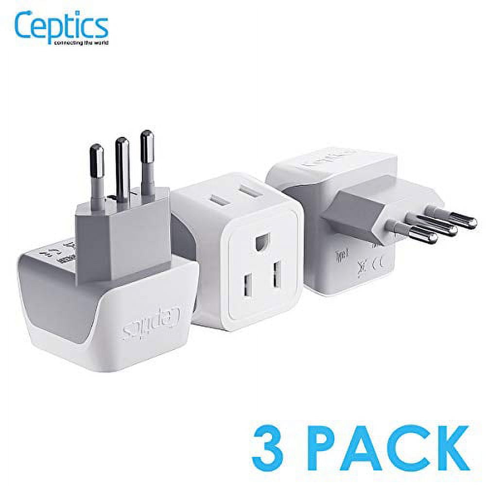 Ceptics CT-12A Italy Travel Adapter Plug - Type L (3-Pack) - Walmart.com