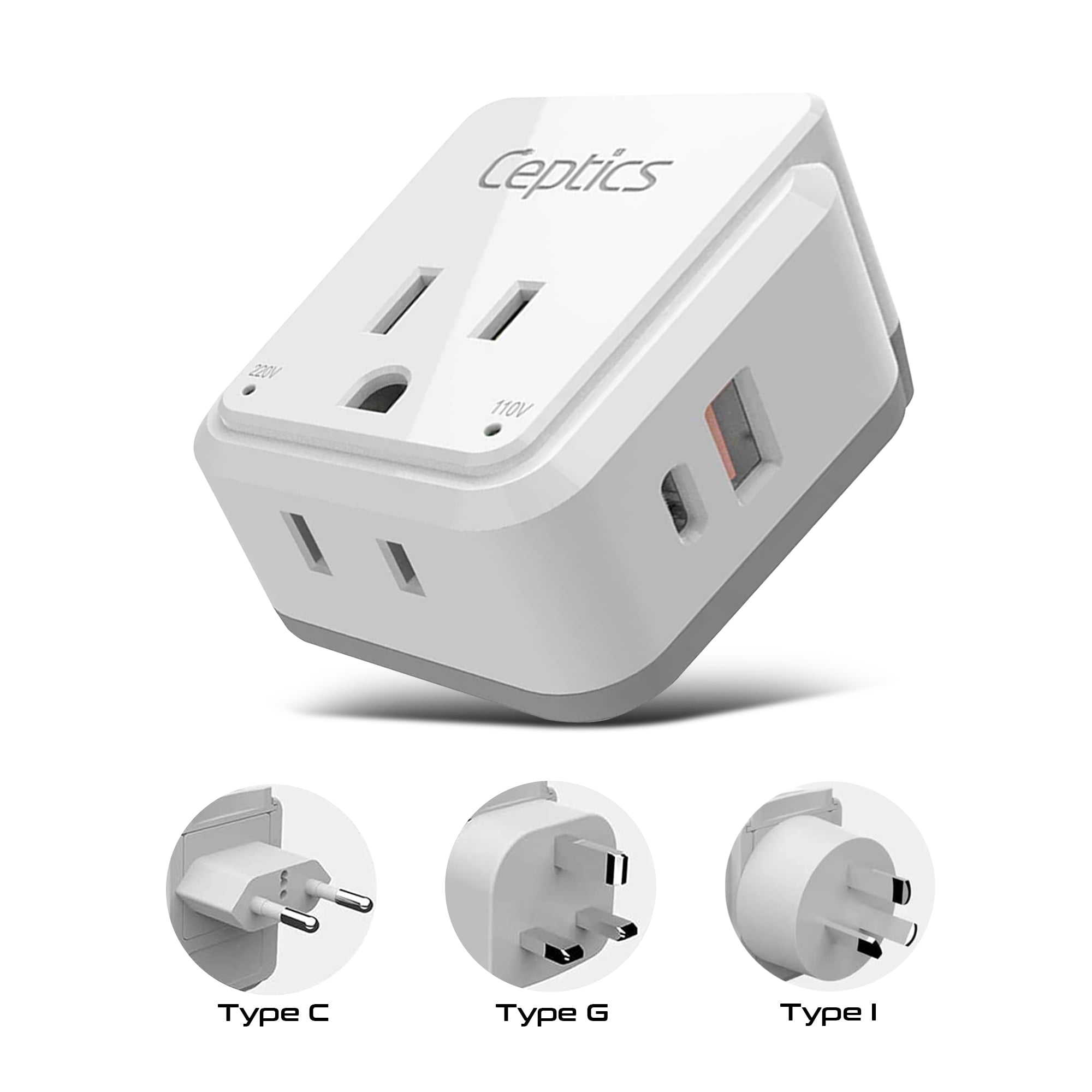 Ceptics China, Malaysia Power Adapter Travel Set, 20W PD & QC, Safe ...