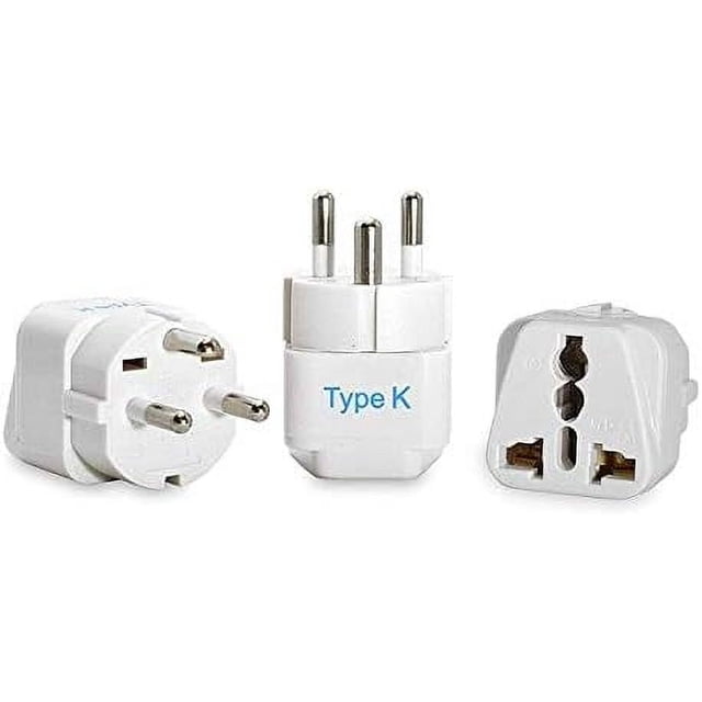 Ceptics Denmark Travel Plug Adapter (Type K) - 3 Pack (Does Not Convert ...