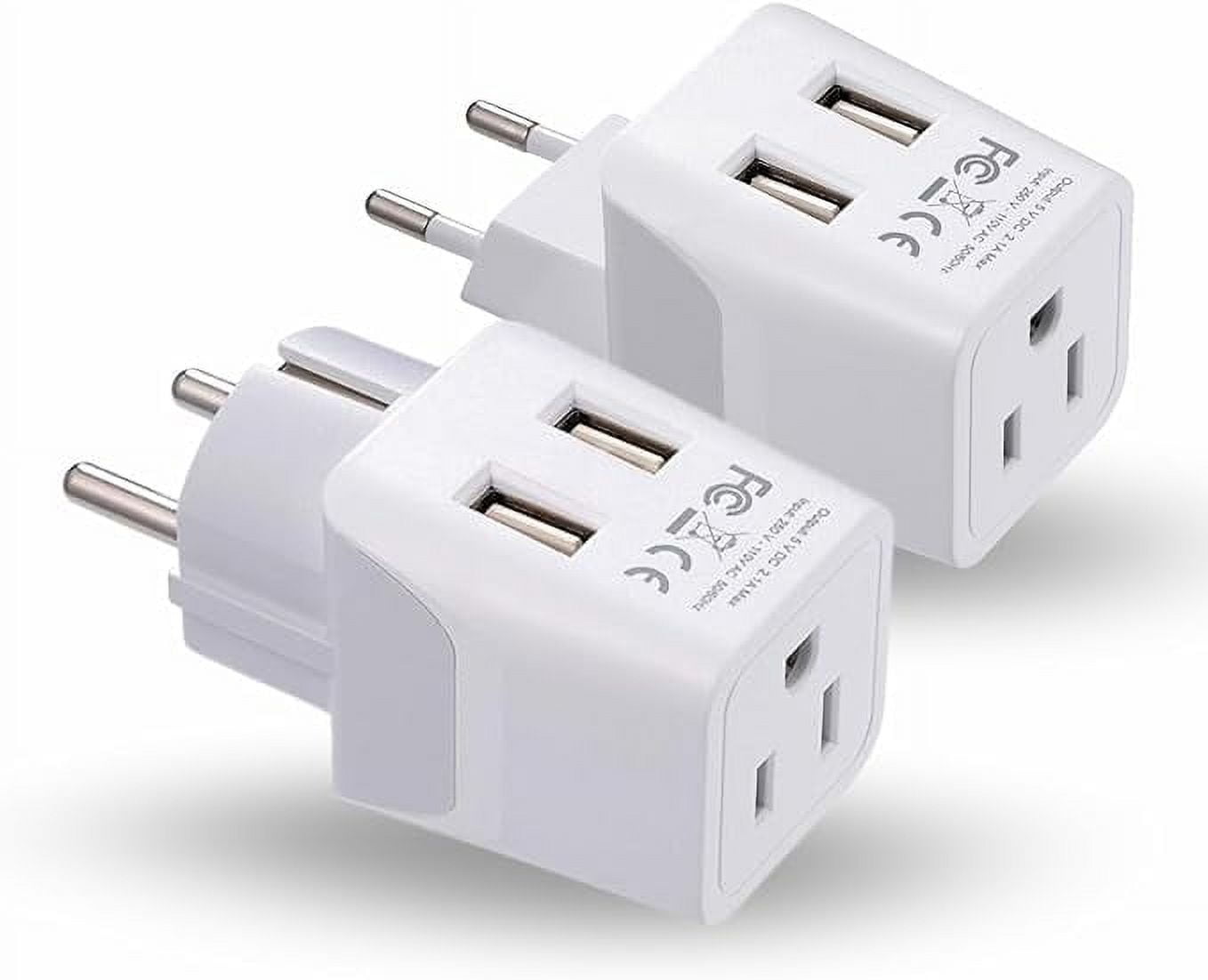 Ceptics Europe Travel Adapter Plug Set Schuko - with 2 USB + USA Socket ...