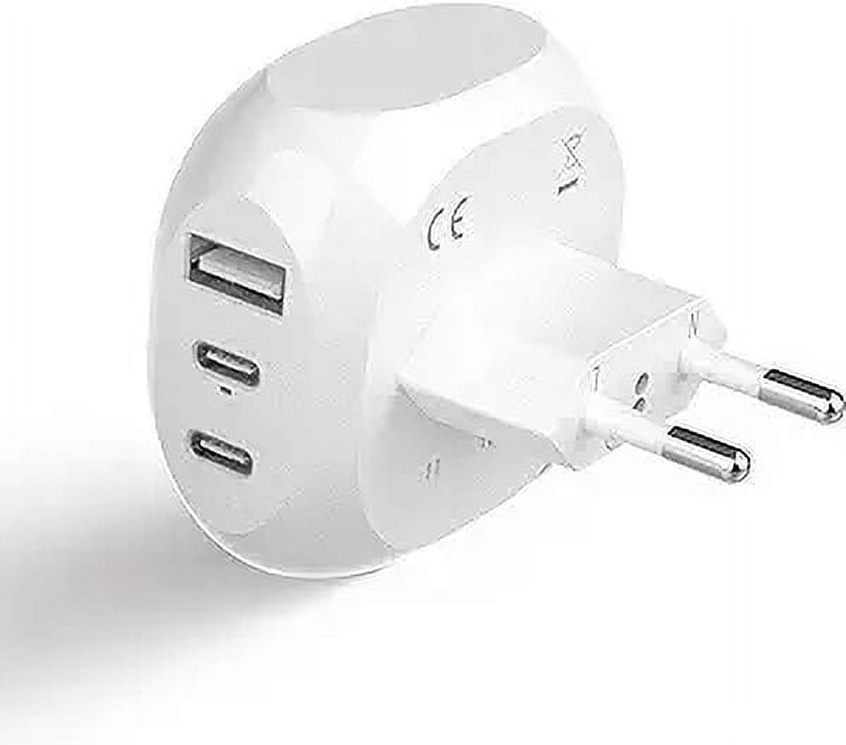 Ceptics European Travel Plug Adapter - 5 Input with 20W PD-QC 3.1A Dual ...