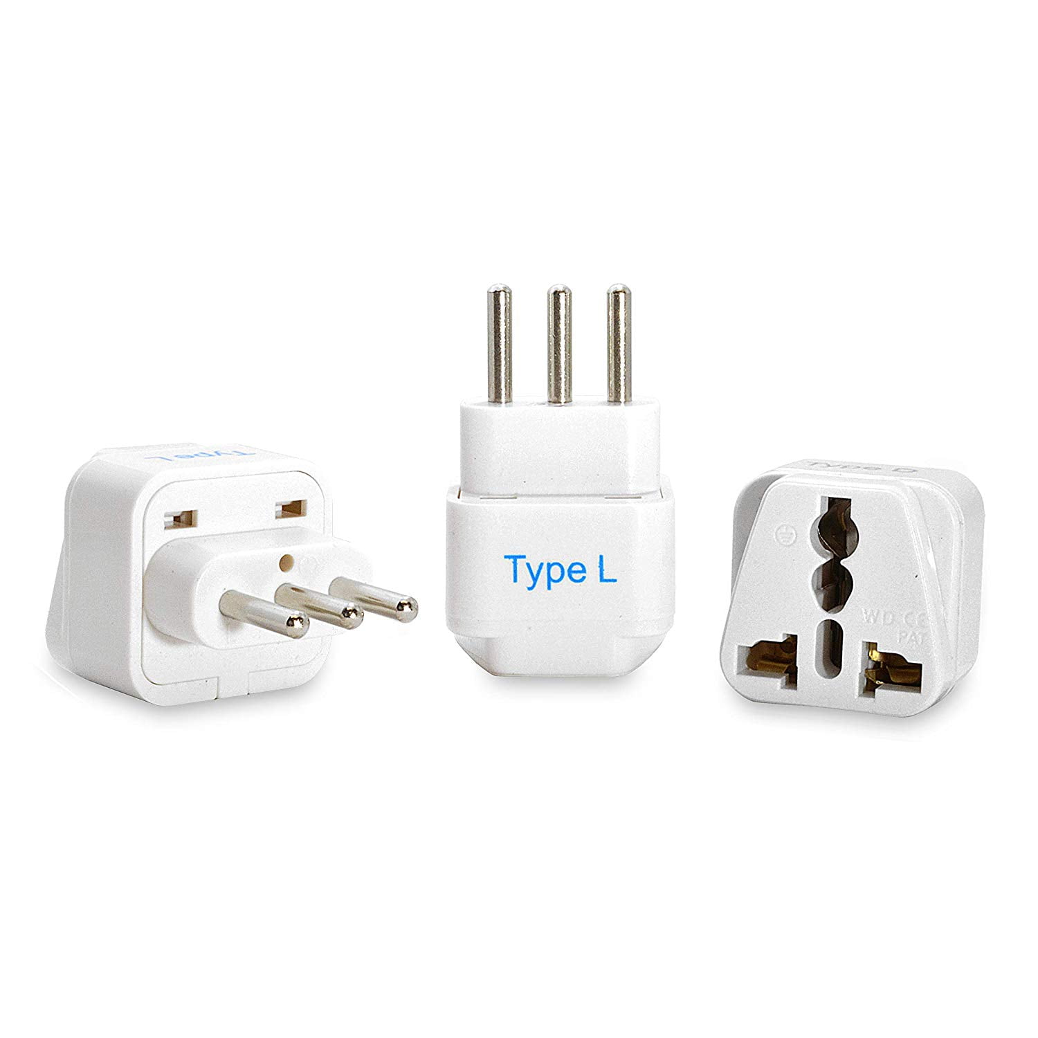 Ceptics Grounded Universal Plug Adapter for Italy (Type L) - 3 Pack ...