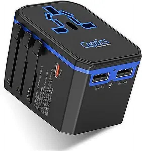 Ceptics International Power Adapter, World Travel USB Type C QC 3.0 18W ...