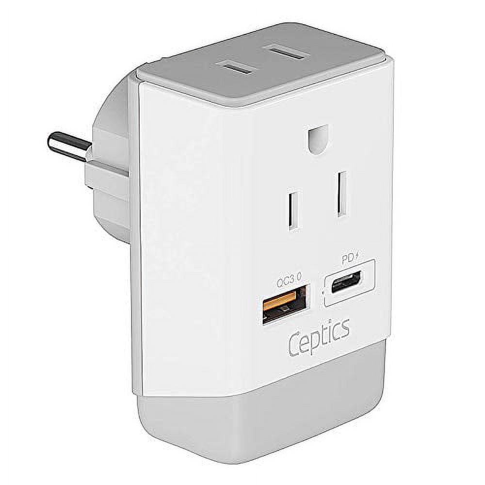 Ceptics Israel Power Adapter, QC 3.0 & PD, Safe Dual USB & USB-C - 2 ...