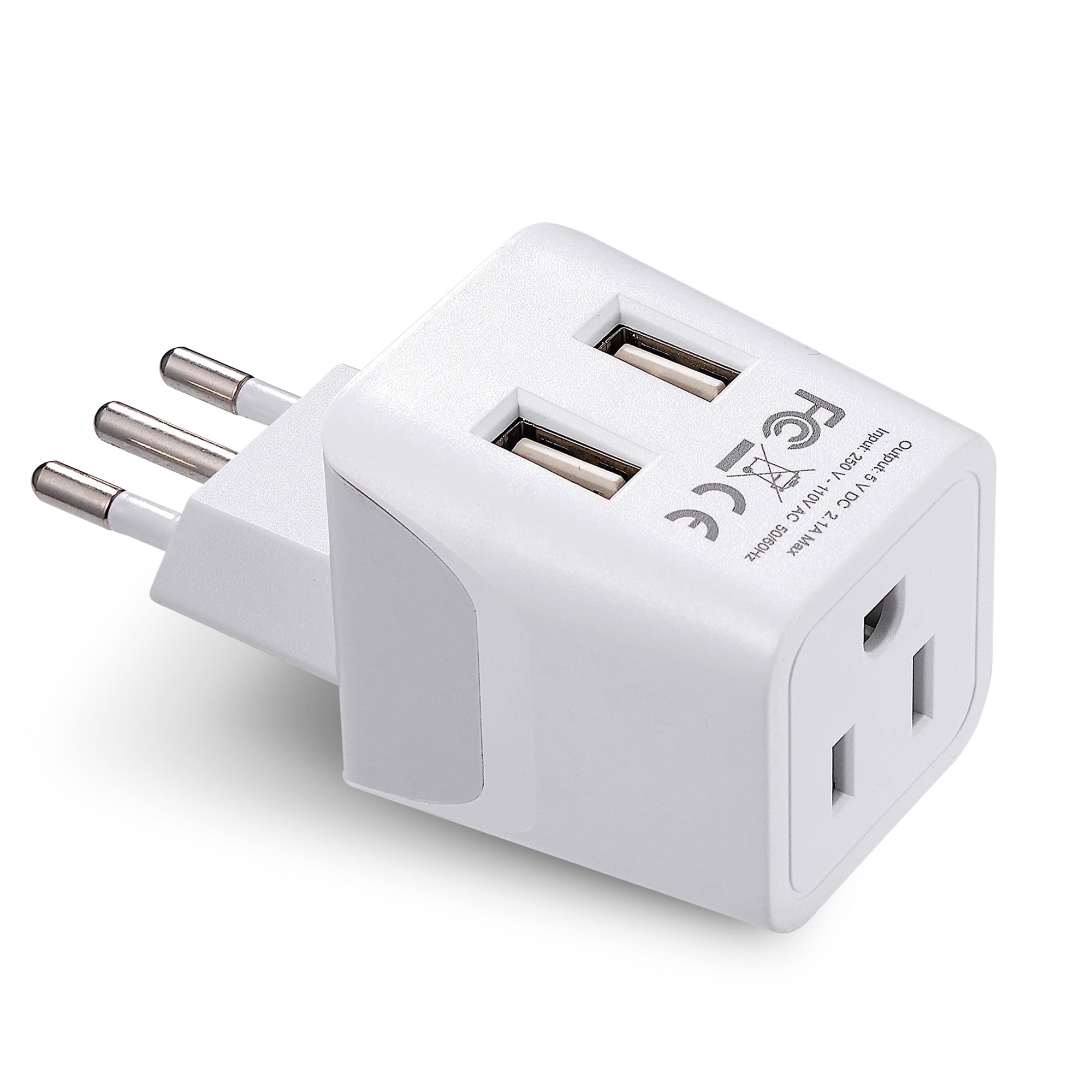 Ceptics Italy, Chile, Uruguay Travel Adapter Plug with Dual USB - USA ...