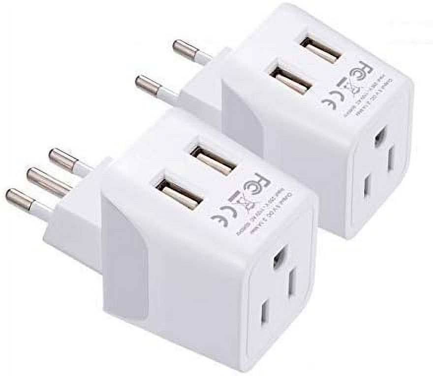 Ceptics Italy, Europe Travel Adapter Plug Set - 2 Pack - with 2 USB ...