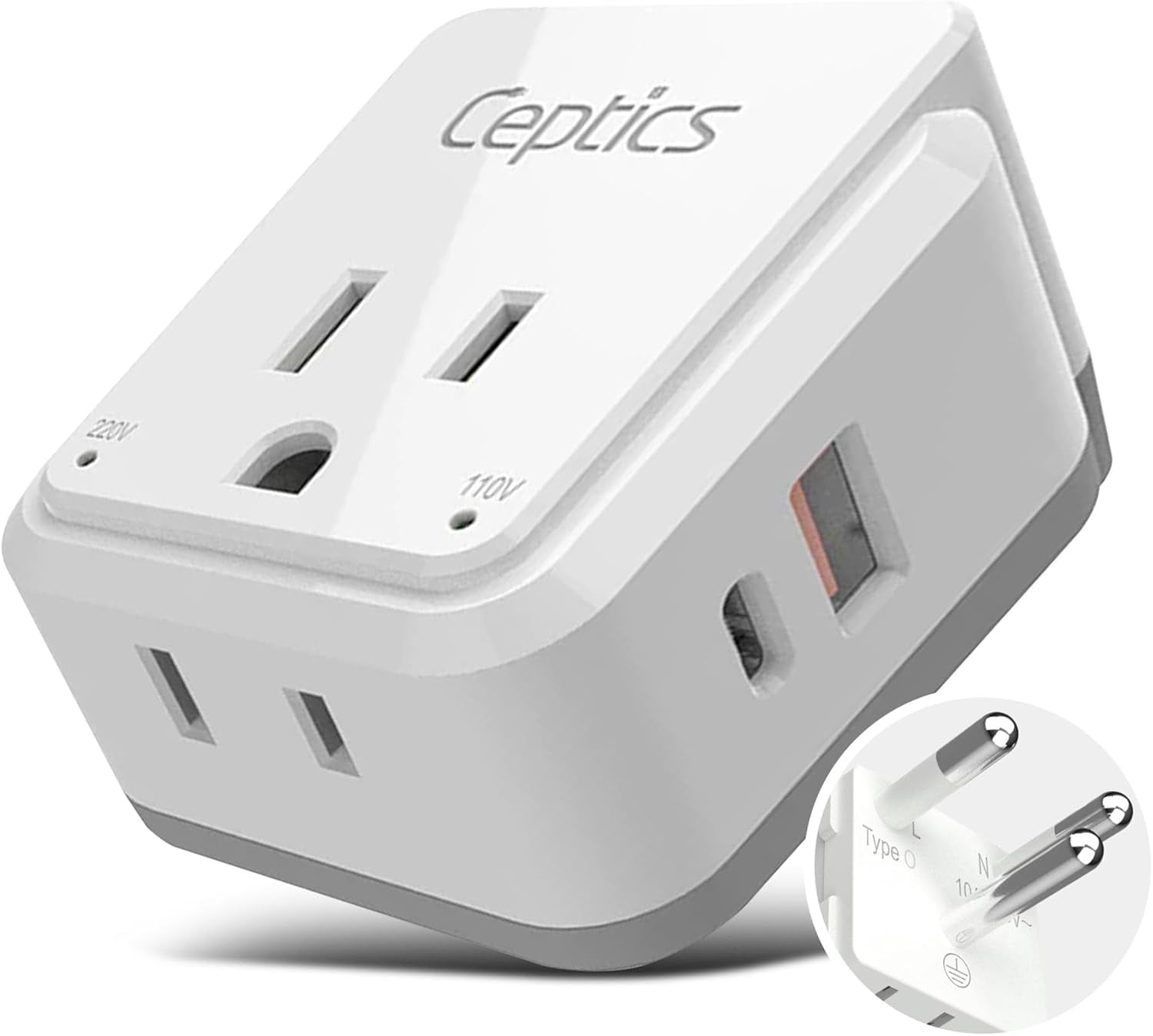 Ceptics Thailand Travel Adapter Set, PAK KIT 20W PD & QC, Type O - 3.1A ...