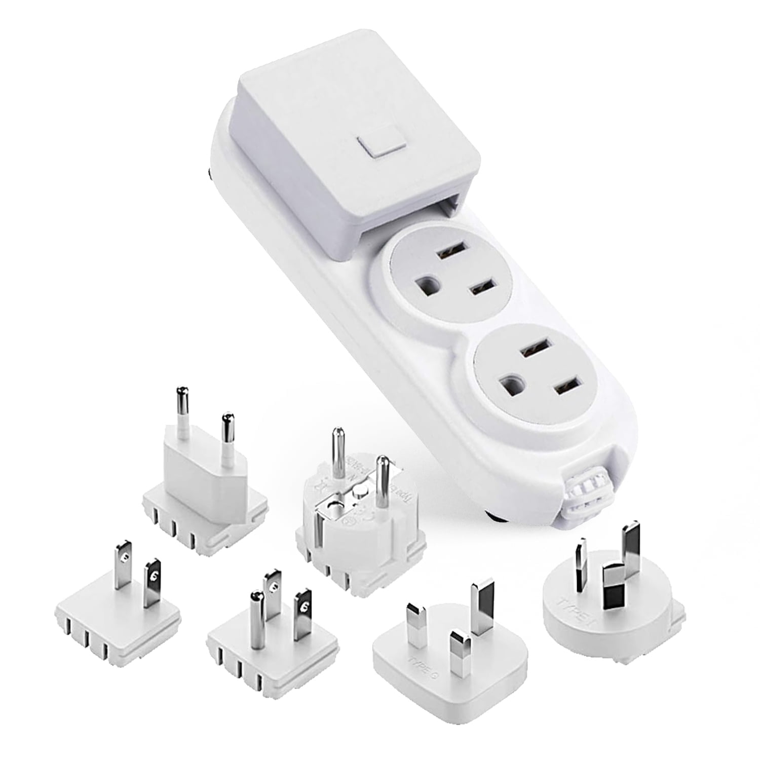 Ceptics Travel Power Strip W/ Adapter Plug Set - Equipped with USB, Type C for iPhone, Chargers ...