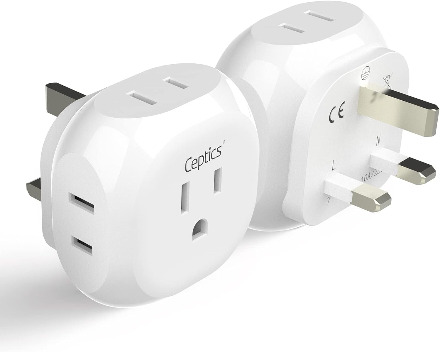 Ceptics US to UK Plug Adapter UK, Ireland Power Adapter Charger 4 Input ...