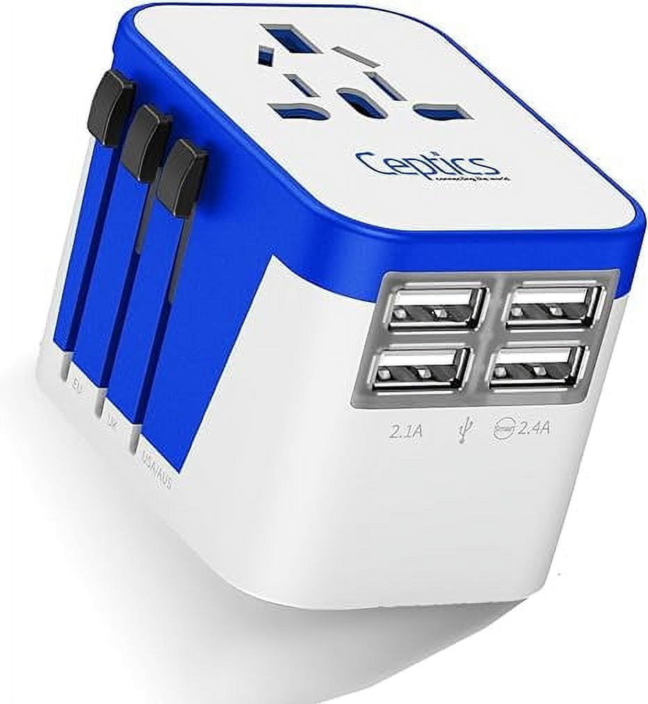 Ceptics Universal Travel Adapter Plug World Power W/ 4 USB Ports ...
