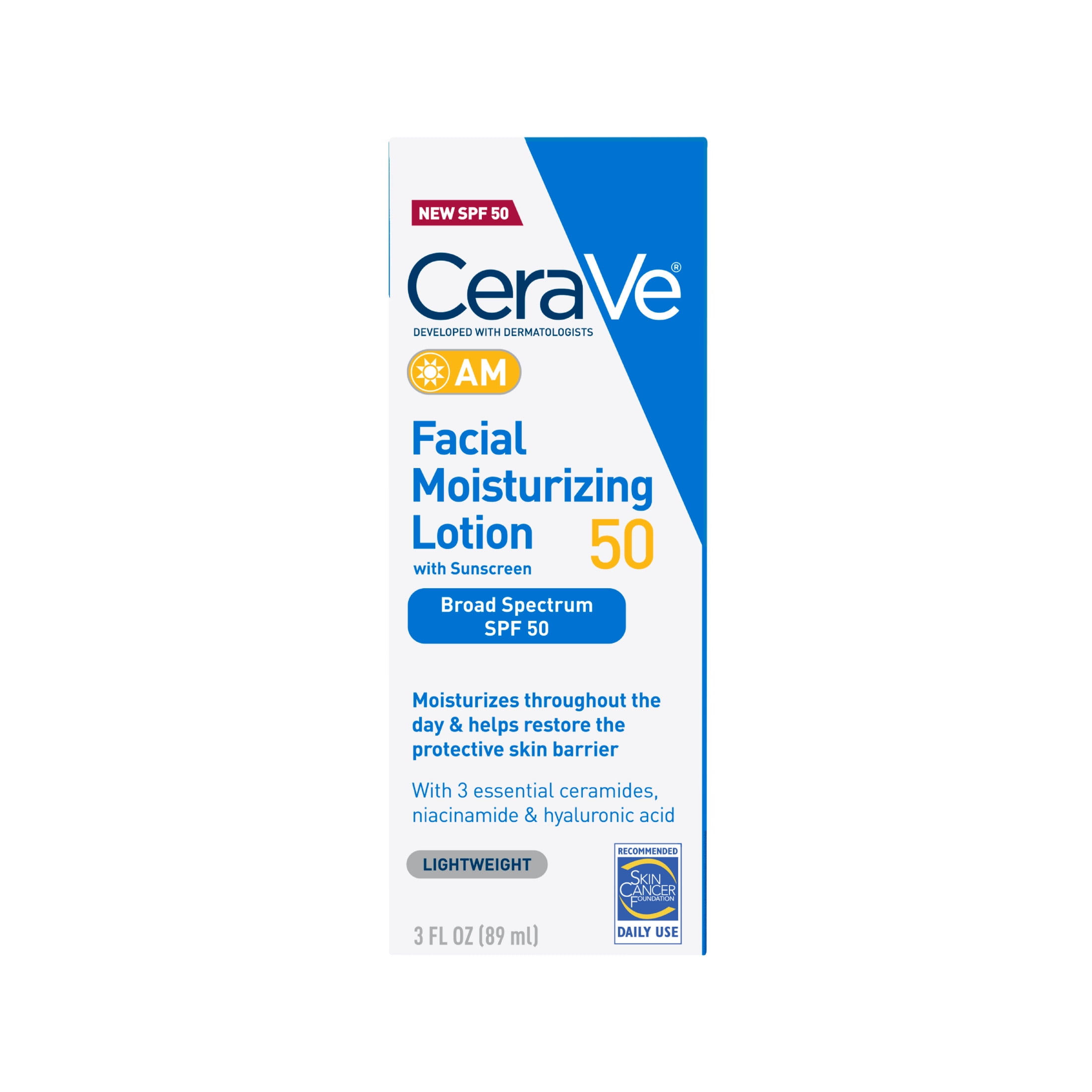 CeraVe AM Moisturizing Face Lotion with SPF 50 Sun Protection for ...