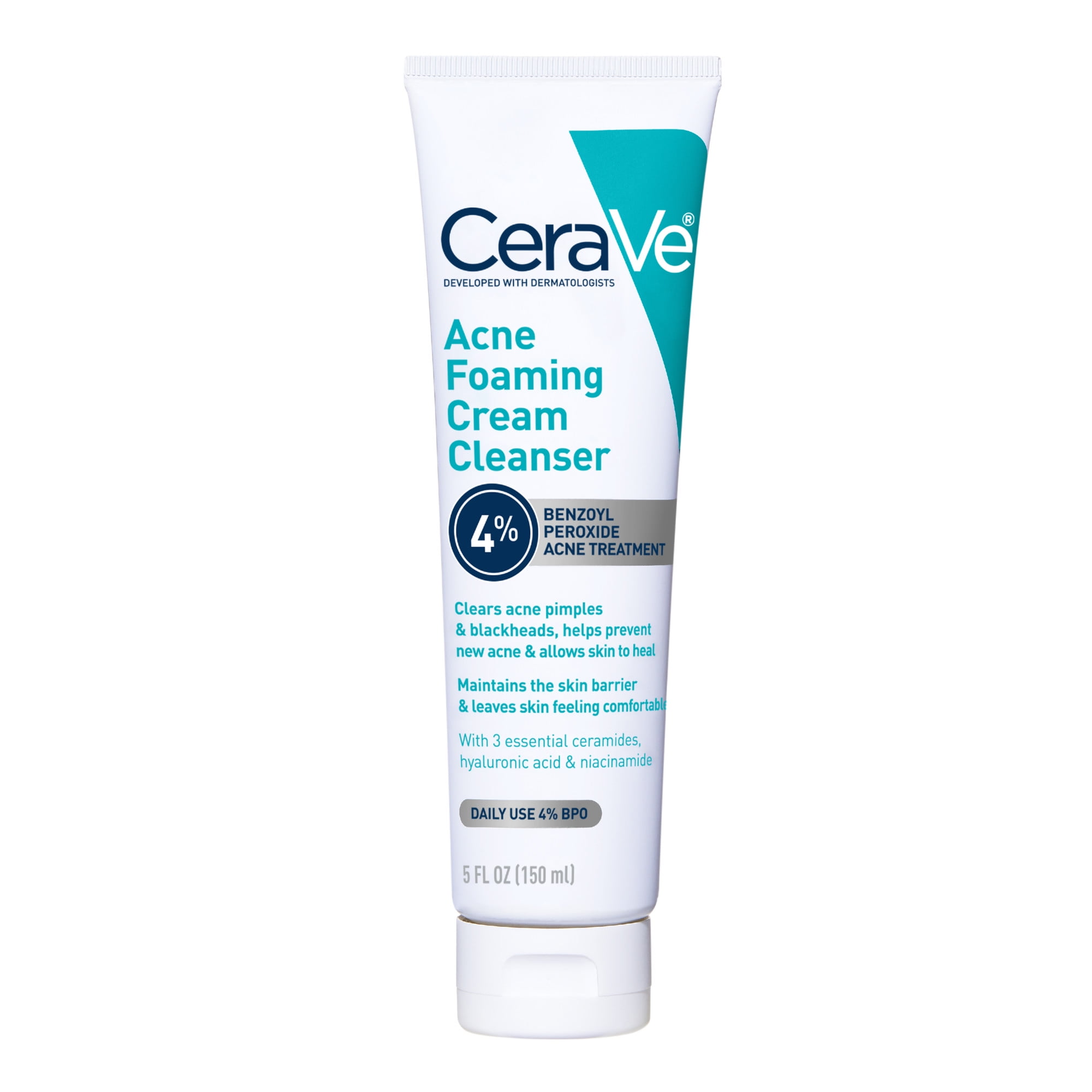 Cerave Acne Foaming Cream Cleanser With 4 Benzoyl Peroxide For Face 5