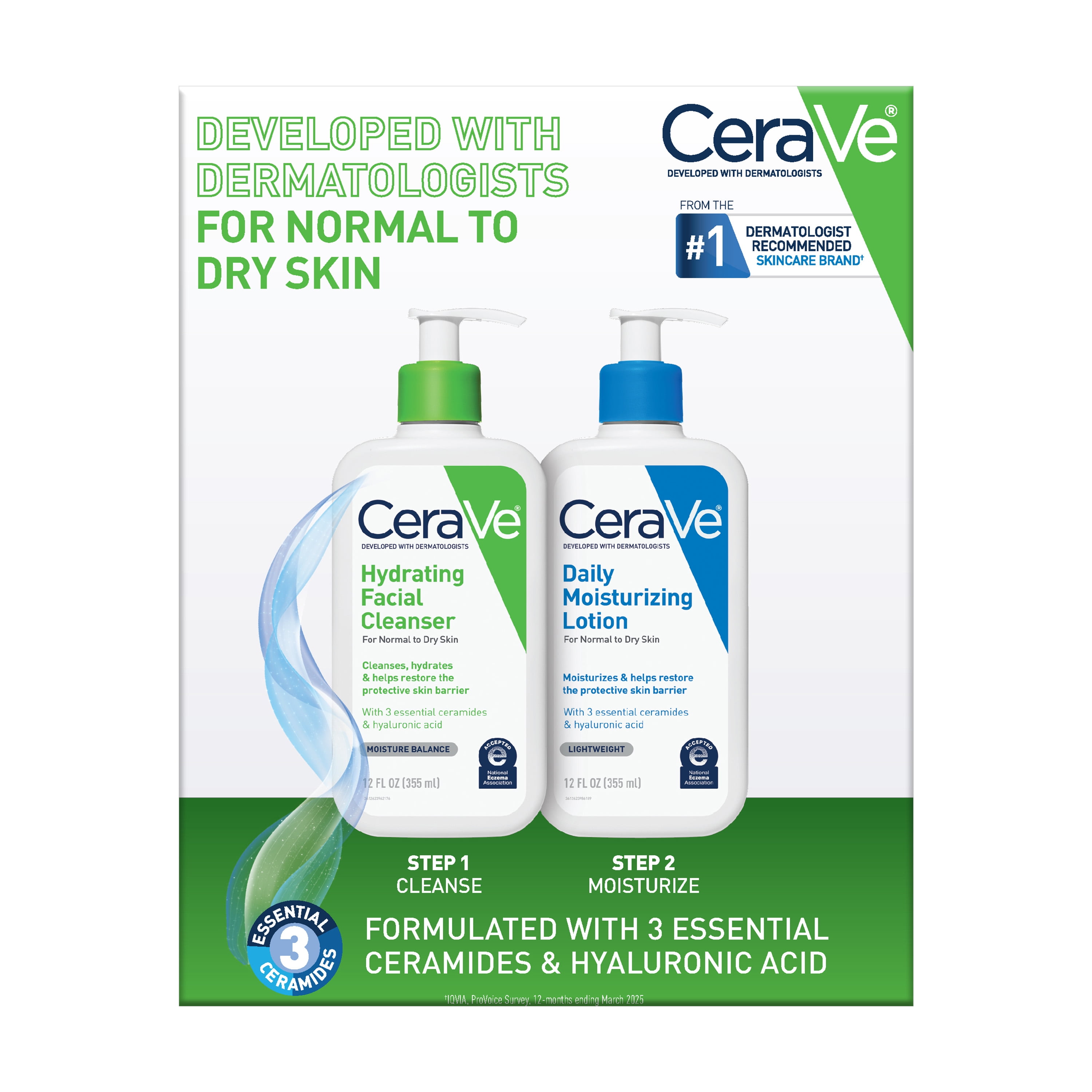 CeraVe Daily Skincare Essentials Kit for Balanced to Dry Skin, 2 Piece ...