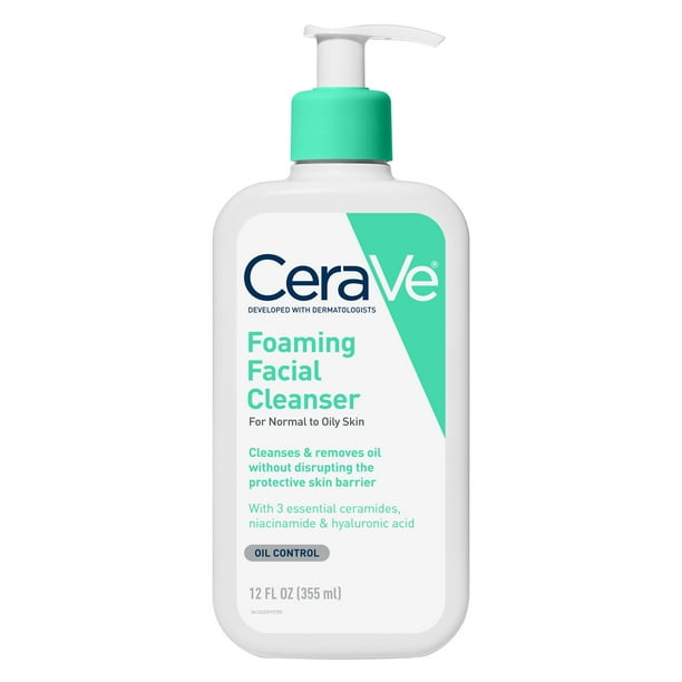 CeraVe Foaming Facial Cleanser, Daily Face Wash for Normal to Oily Skin ...