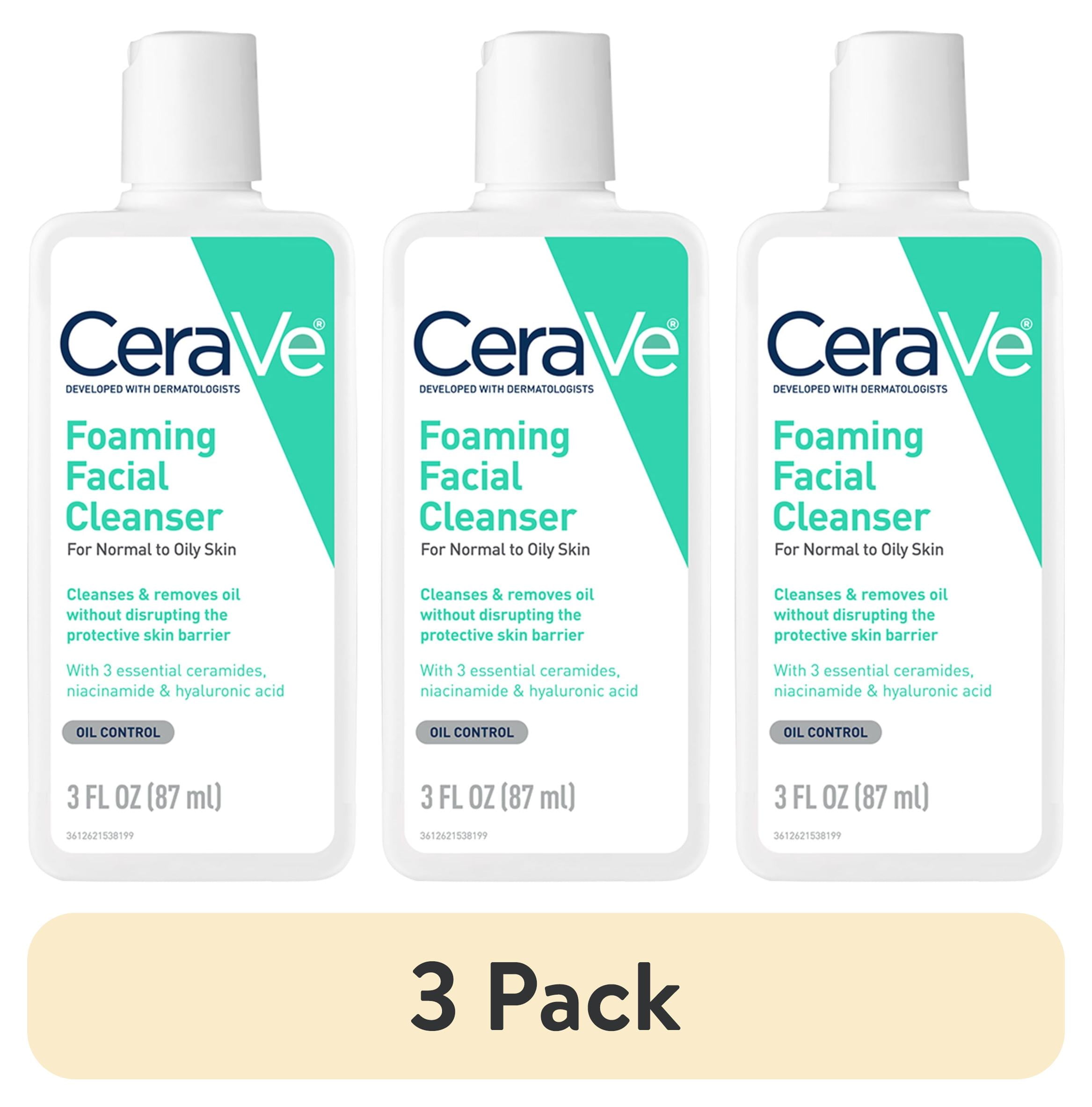 (3 pack) CeraVe Foaming Facial Cleanser, Travel Size Face+Body Wash for ...
