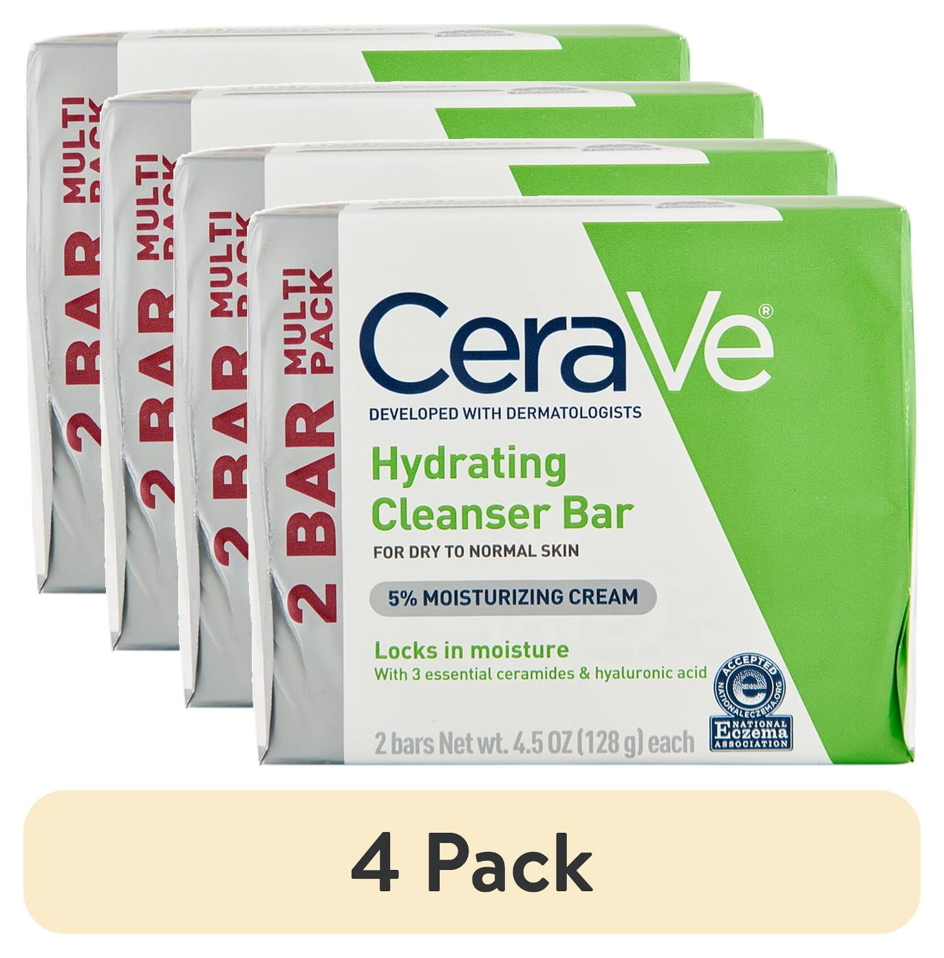 (4 pack) CeraVe Hydrating Cleanser Bar 4.5 oz 2 Ct - Walmart.com