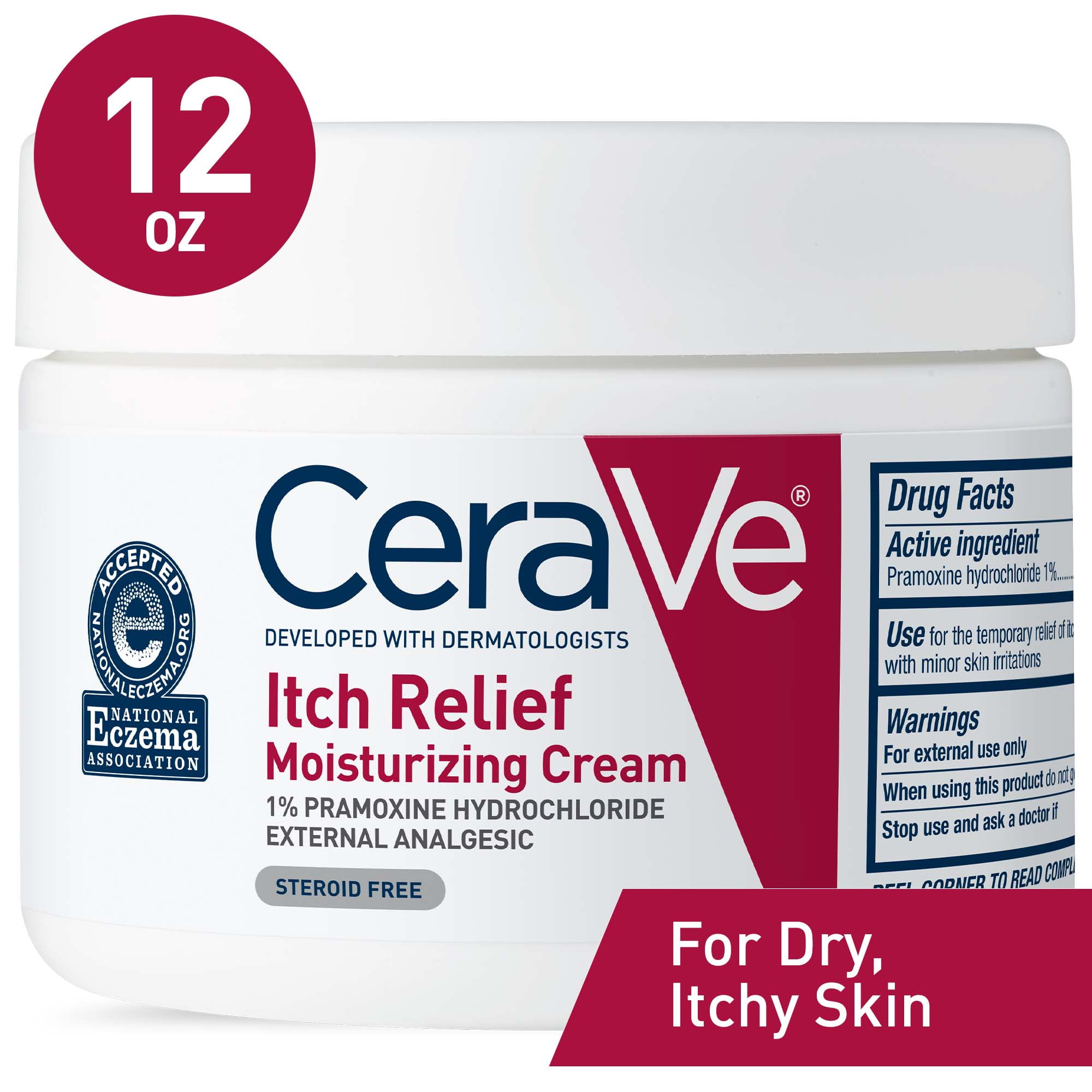 CeraVe Itch Relief Moisturizing Cream Body Lotion, Steroid-Free ...