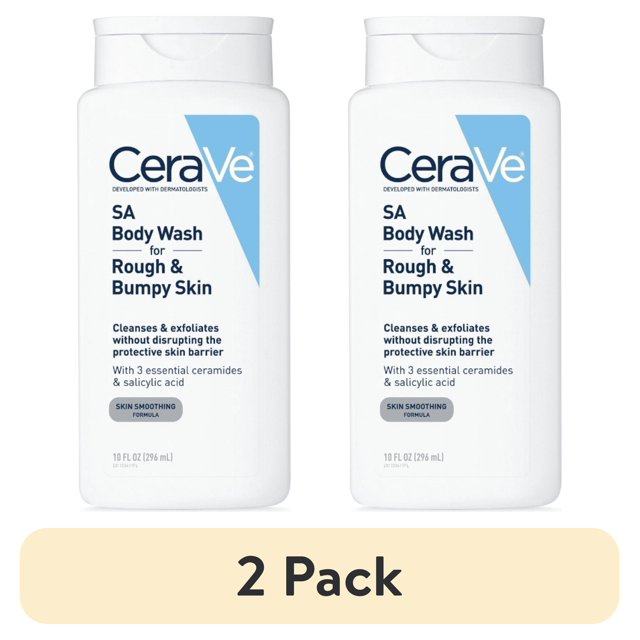 (2 pack) CeraVe SA Body Wash For Rough & Bumpy Skin 10 oz - Walmart.com