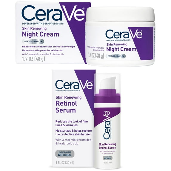 CeraVe Skin Renewing Retinol Serum & Night Cream Bundle – Anti-Aging ...