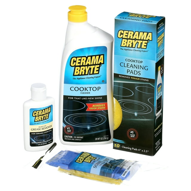 Cerama Bryte Stovetop Cleaning Kit with Heavy Burnt Grease Remover, 10 ...