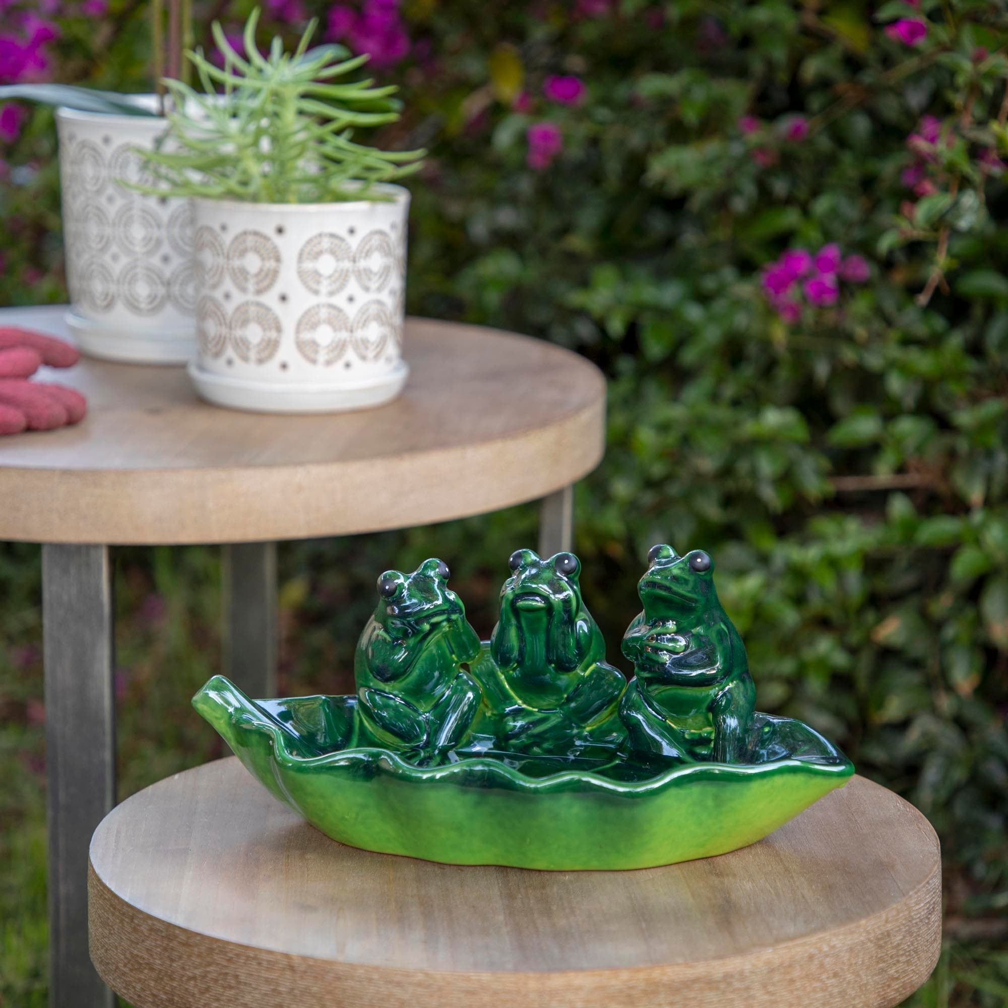 Ceramic 12" Frog Trio Bird Feeder,Green - Walmart.com