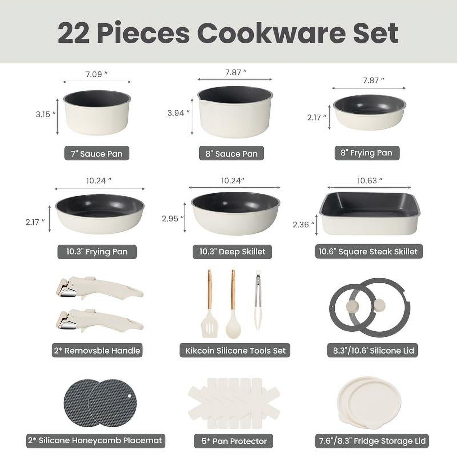 【Ceramic】 22 pcs pots pans set Nonstick complete Cookware Set with Lids ...