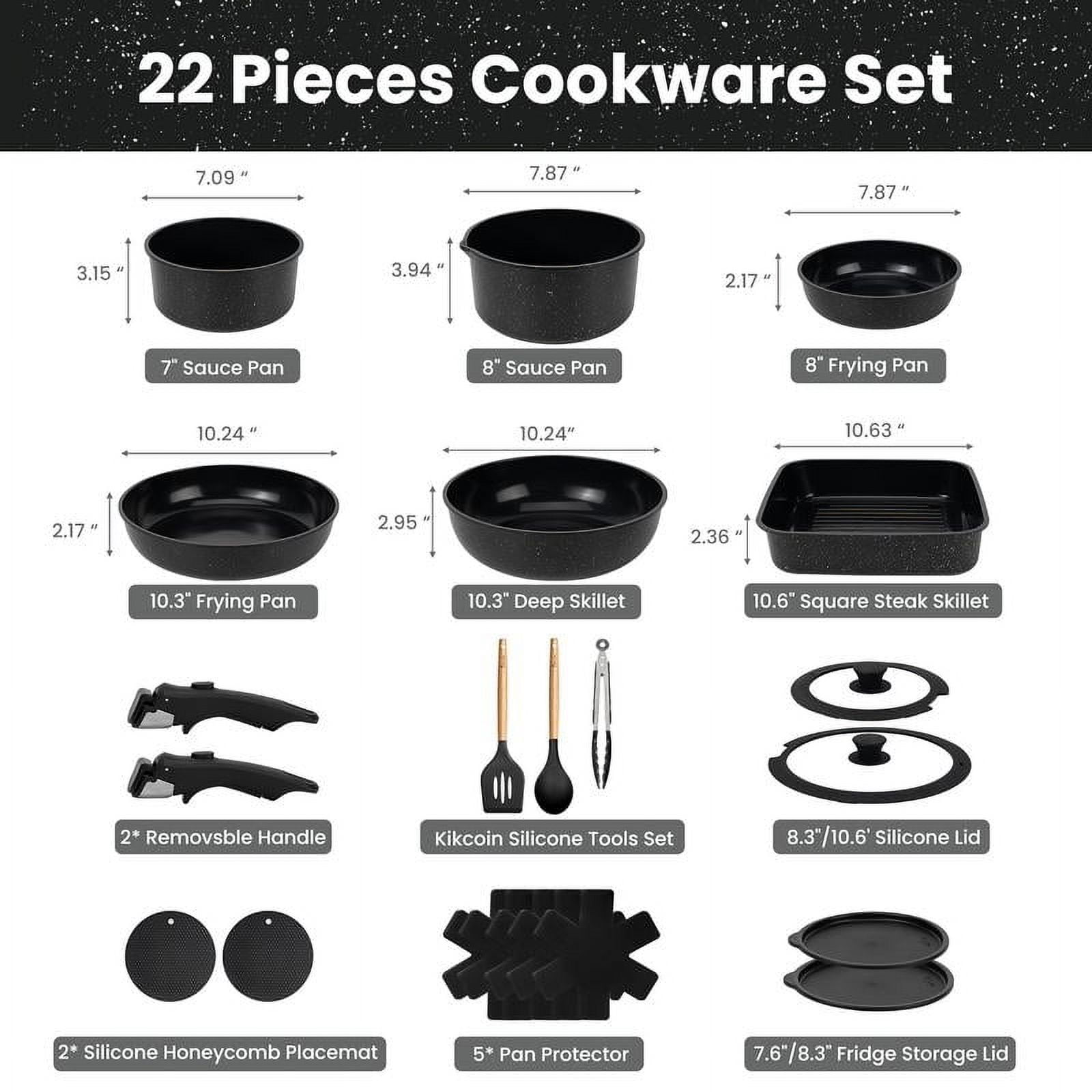 【Ceramic】 22 pcs pots pans set Nonstick complete Cookware Set with Lids ...