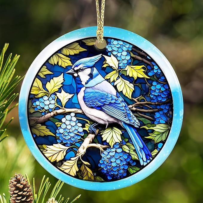 Ceramic 2D Print Hummingbird Christmas Ornaments 2024, Blue Christmas ...