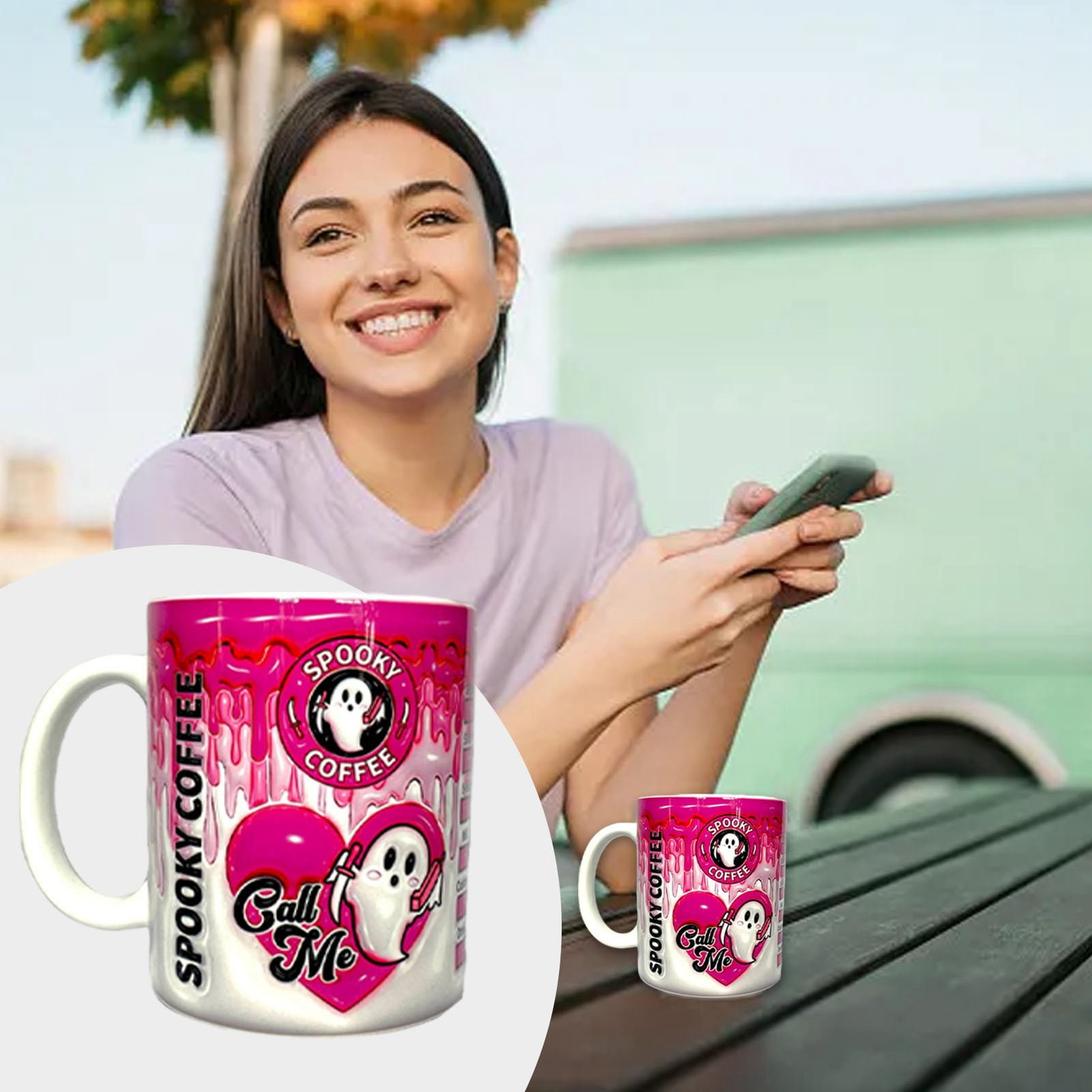 Ceramic 3D Printed Mug Cute And Fun Spirit Design For Coffee Tea And ...