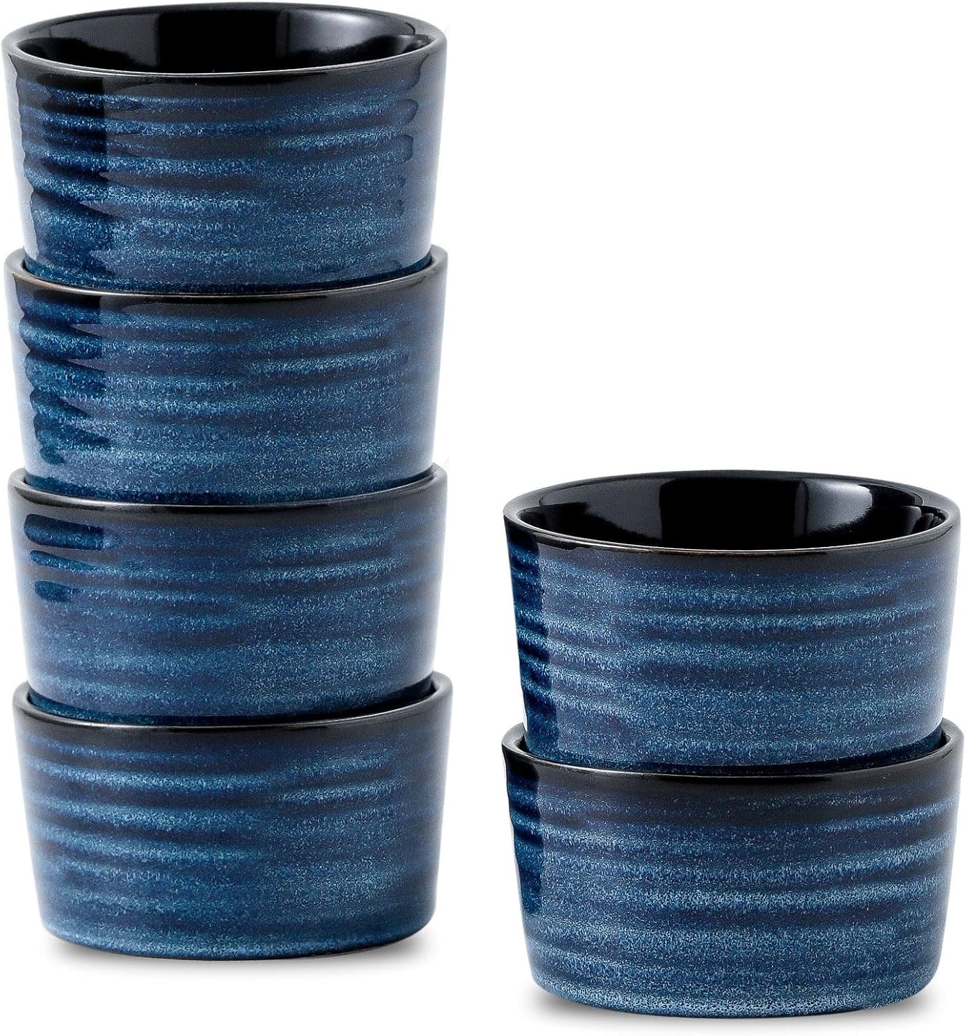 Ceramic 4 oz Ramekins,Small Souffle Dishes Set of 6, Mini Baking Bowls ...