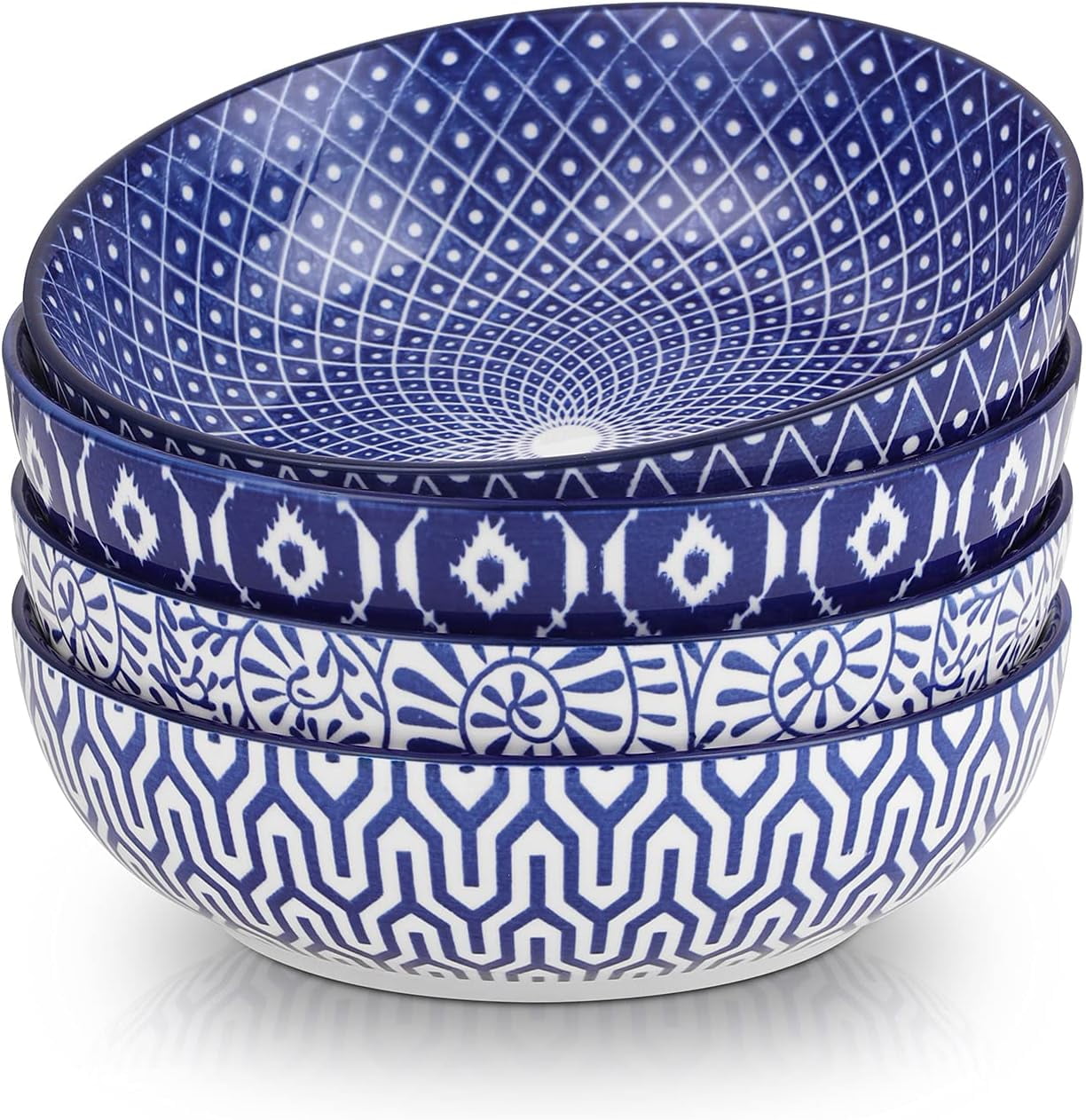 Ceramic 50 Ounce Pasta Bowls Set of 4, 8.6 Inch Large Salad Bowls, Wide ...