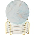 Ceramic Absorbent Coasters Set of 6 with Holder, Marble Drink Coasters ...