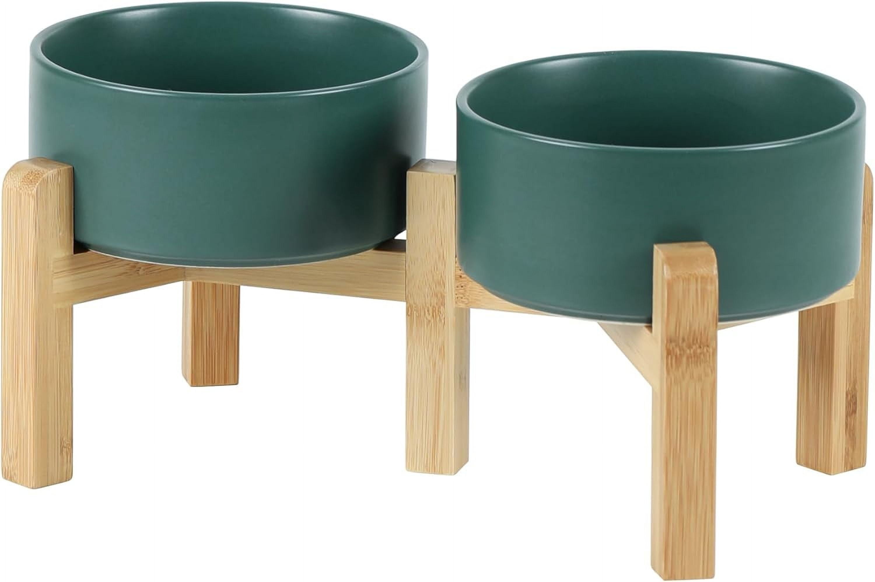 Ceramic Adjustable Raised Double Bowls Set with Stand, 2 Heights ...